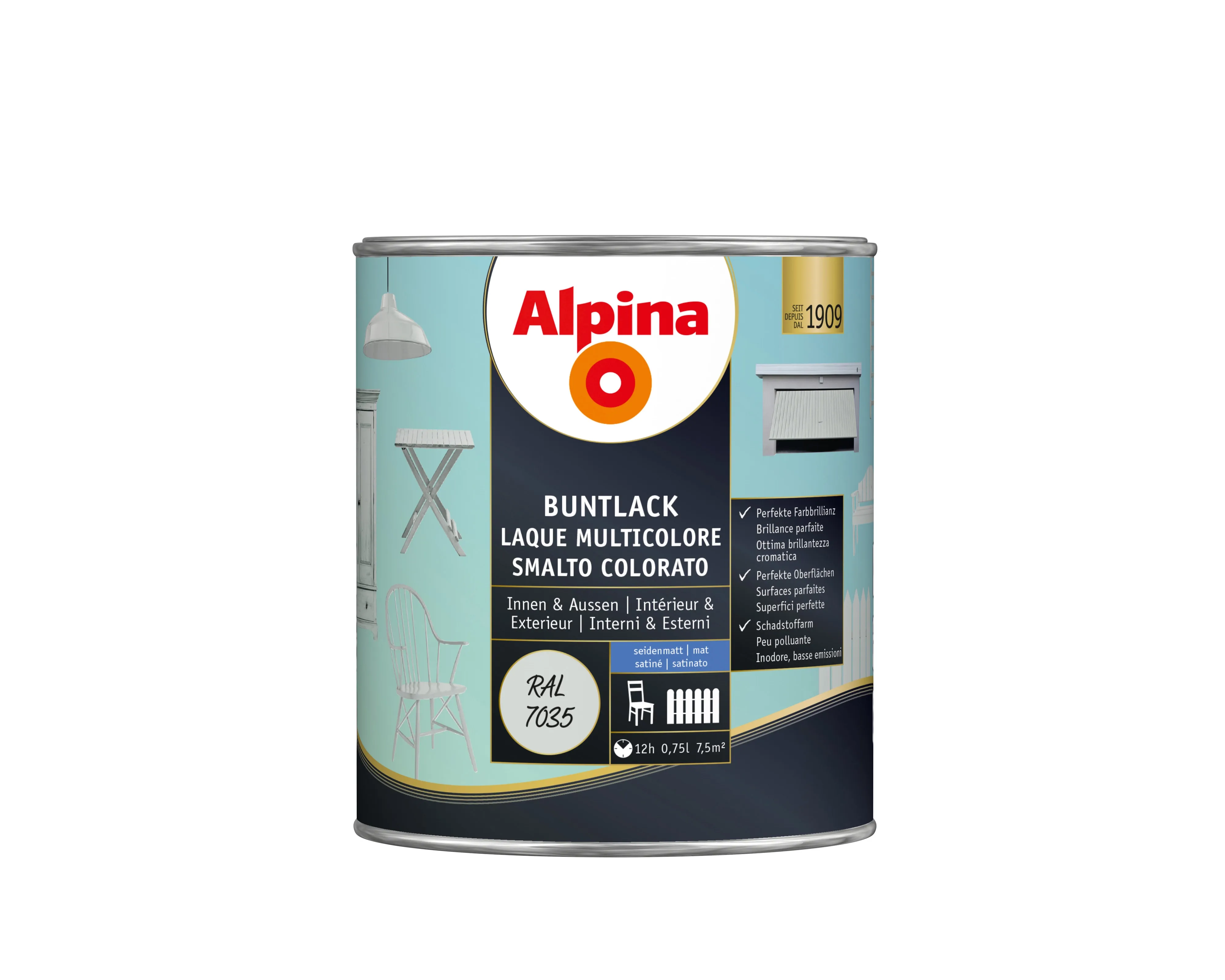 Alpina Buntlack seidenmatt RAL 7035 Lichtgrau 750 ml kaufen bei OBI