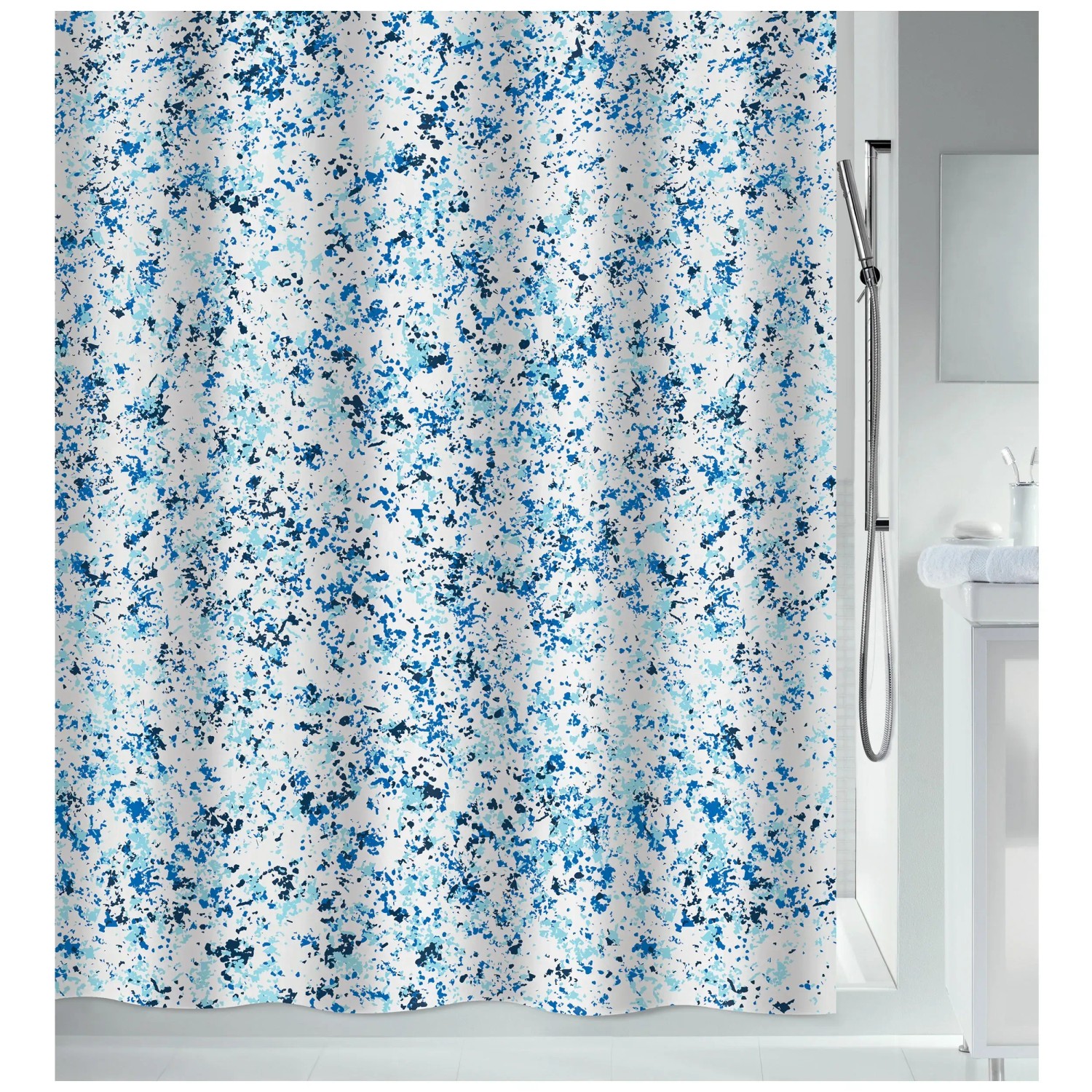 Spirella Textilduschvorhang Vision Shower Curtain Blau 180 x 200 cm ...