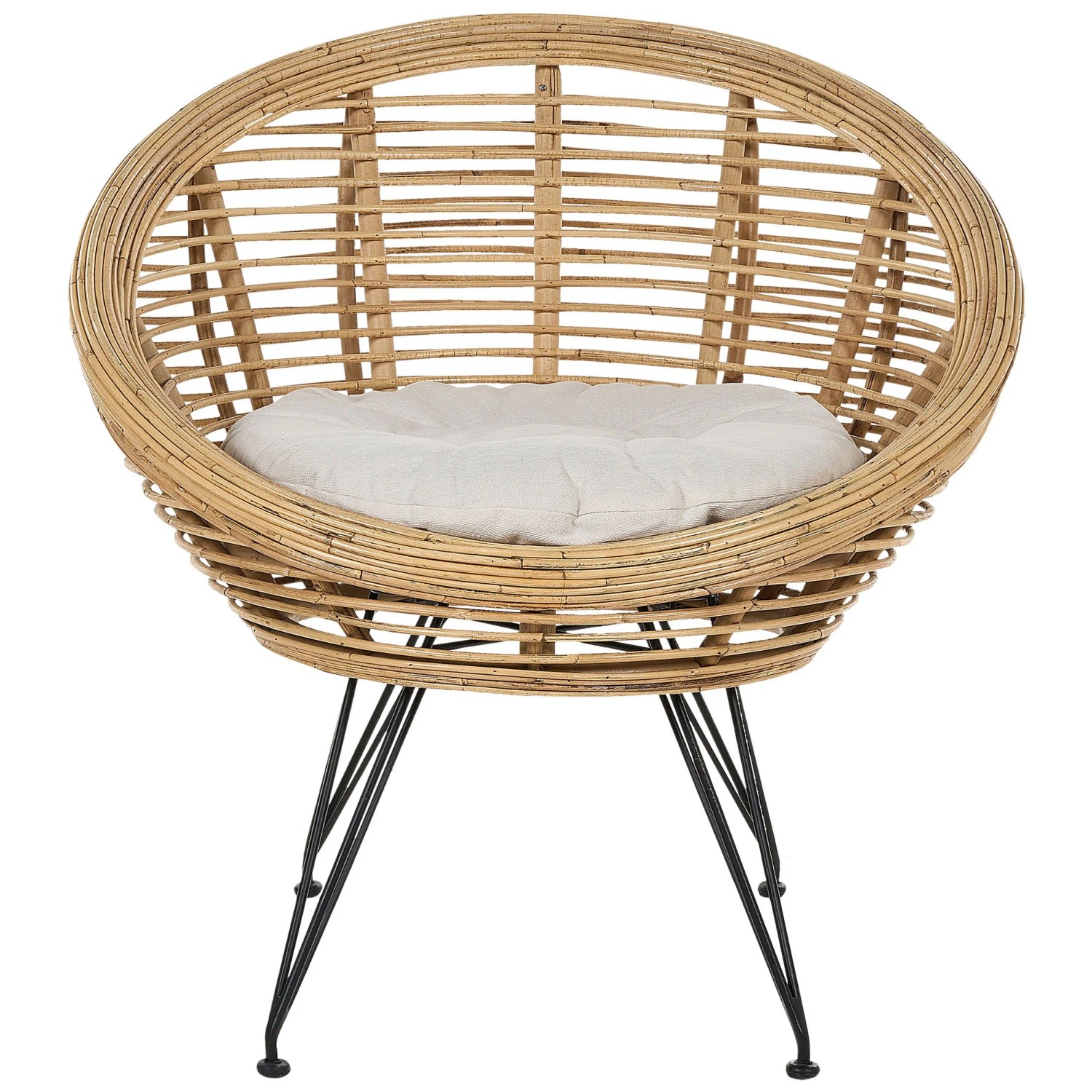 Beliani Set composto da 2 sedie e cuscini MARATEA in rattan color naturale