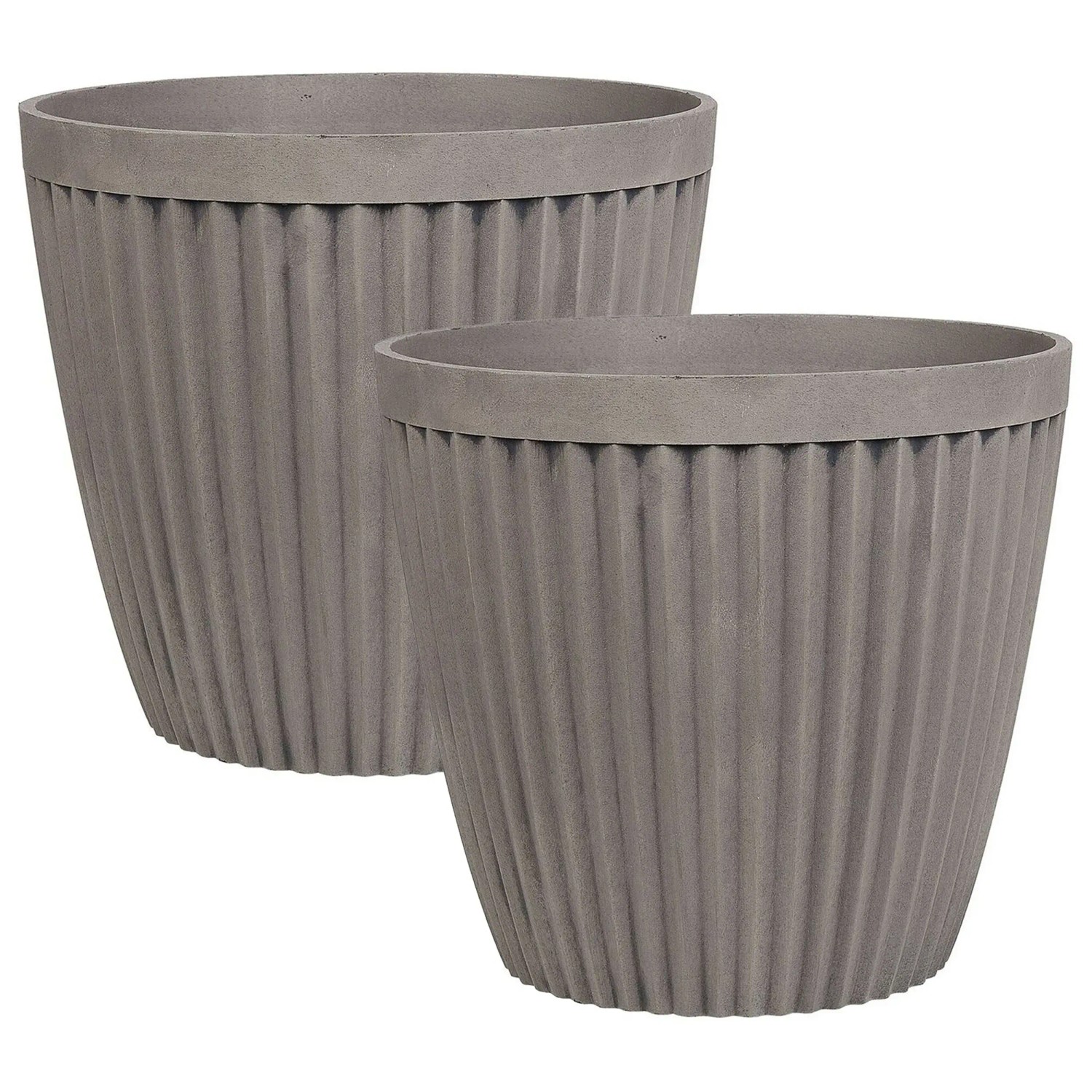 Beliani Pot de fleurs Poka set de 2 Taupe (HxlxP) 39 x 44 x 44 cm