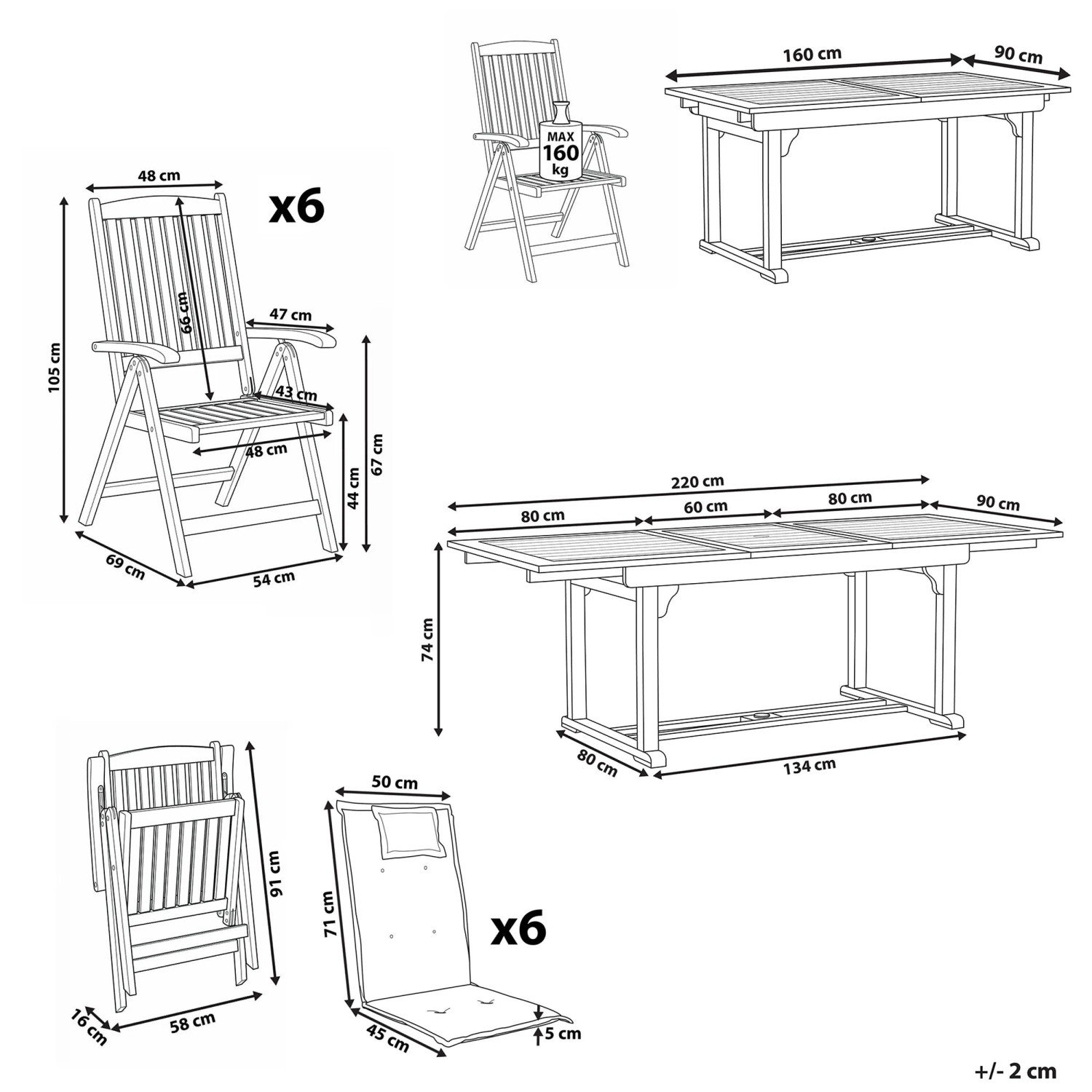 Beliani Set mobili giardino Amantea Premium 6 posti acacia cuscini ...