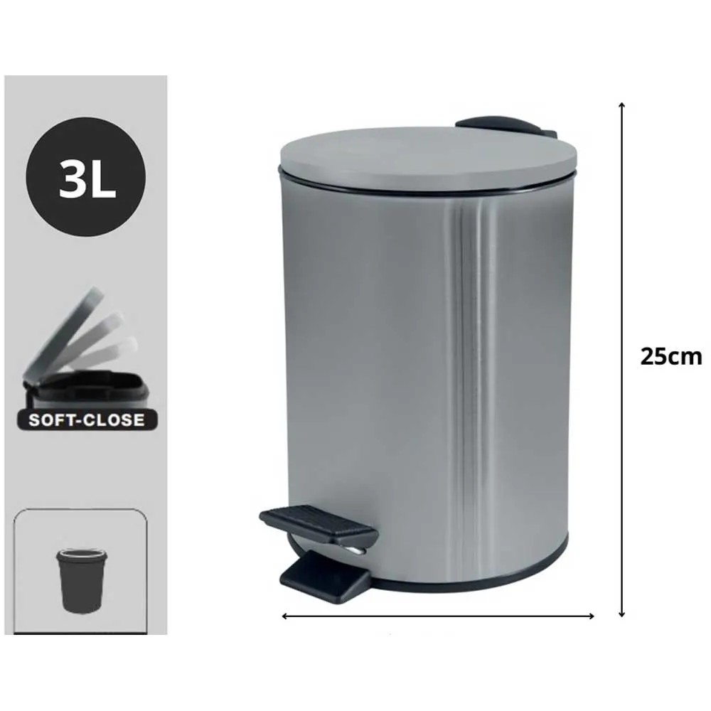 Spirella Poubelle Adelar abaissement auto inox brossé 5 l