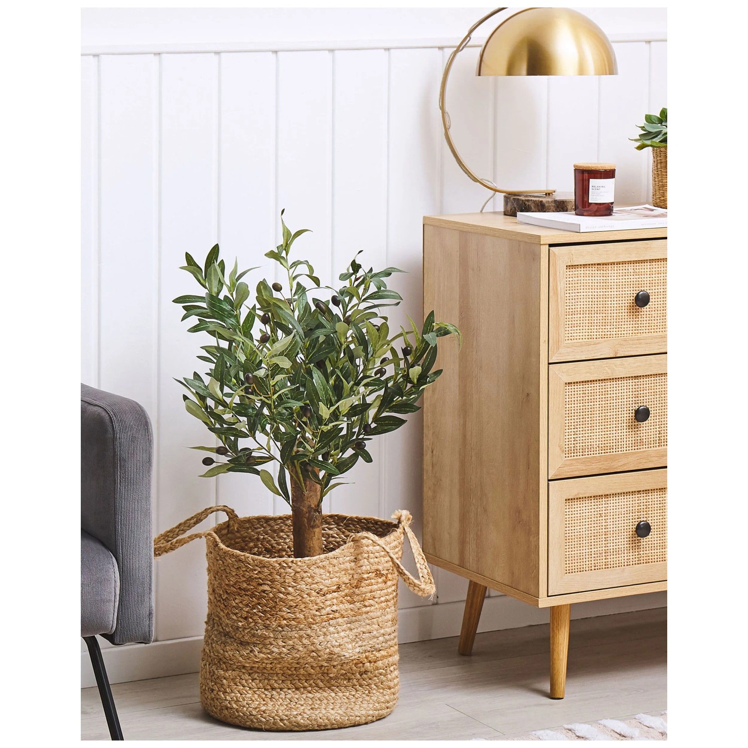 Beliani Kunstpflanze Olive Tree Höhe 77 cm
