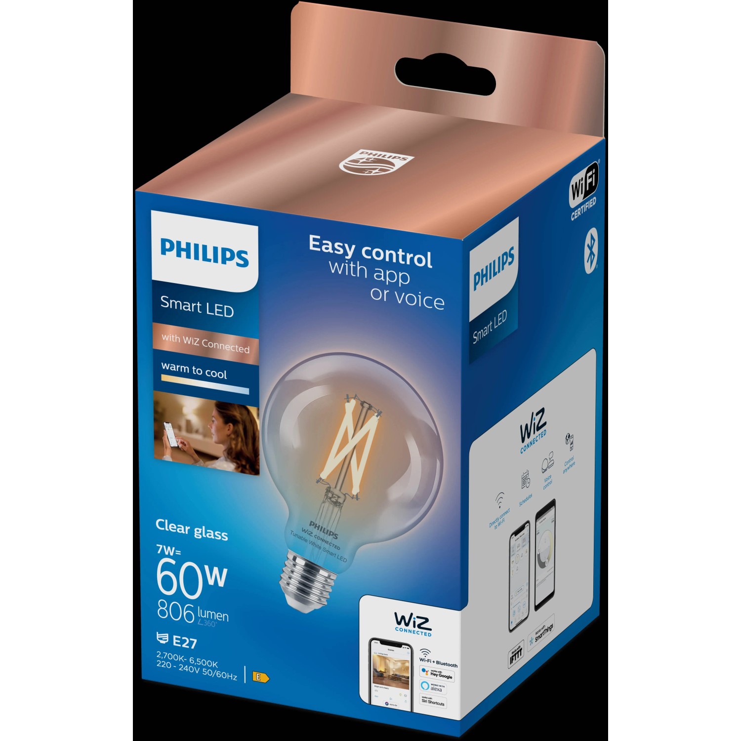 Philips Smart-LED Globe G95 Filament klar dimmbar E27 / 60 W / 806 lm
