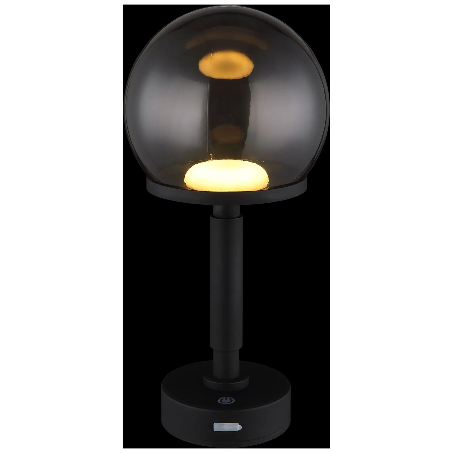 Globo Akku-Tischleuchte Haku LED Mattschwarz-Rauchfarben 2,5 W