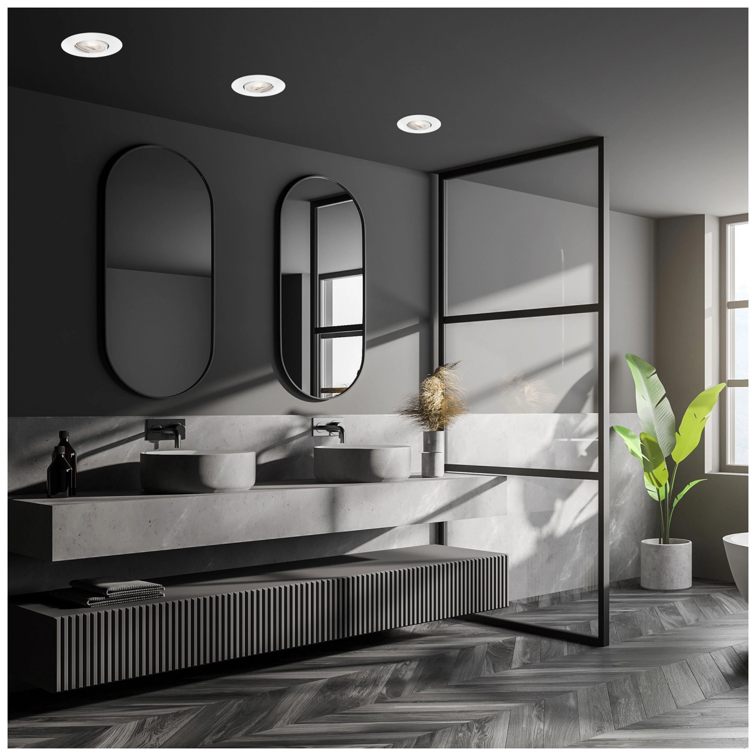 LED-Einbauleuchten dimmbar schwenkbar Weiss IP65 / 4,9 W / 480 lm / 3er ...