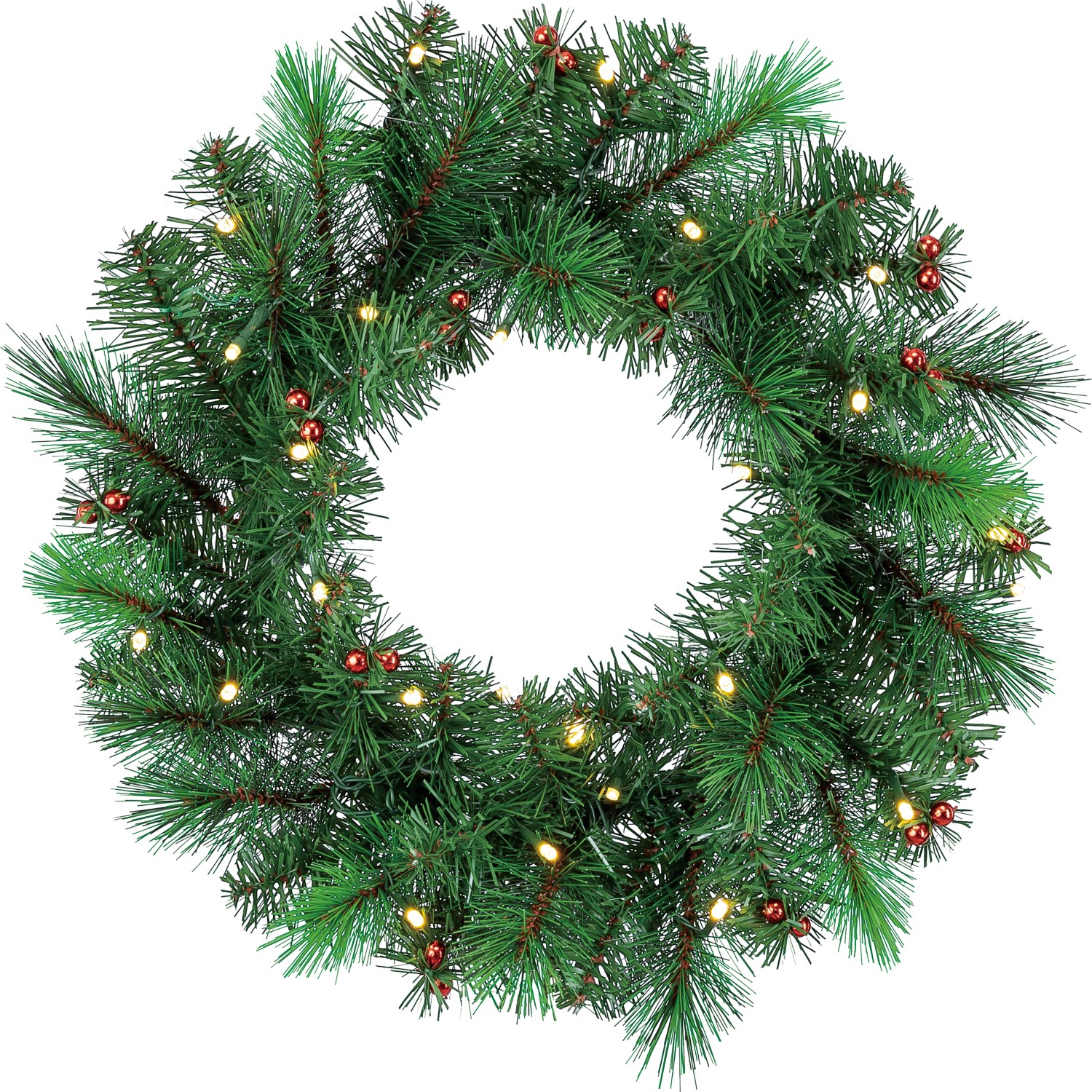 Weihnachtskranz mit LED-Beleuchtung Grün Ø 45 cm x 10 cm kaufen bei OBI