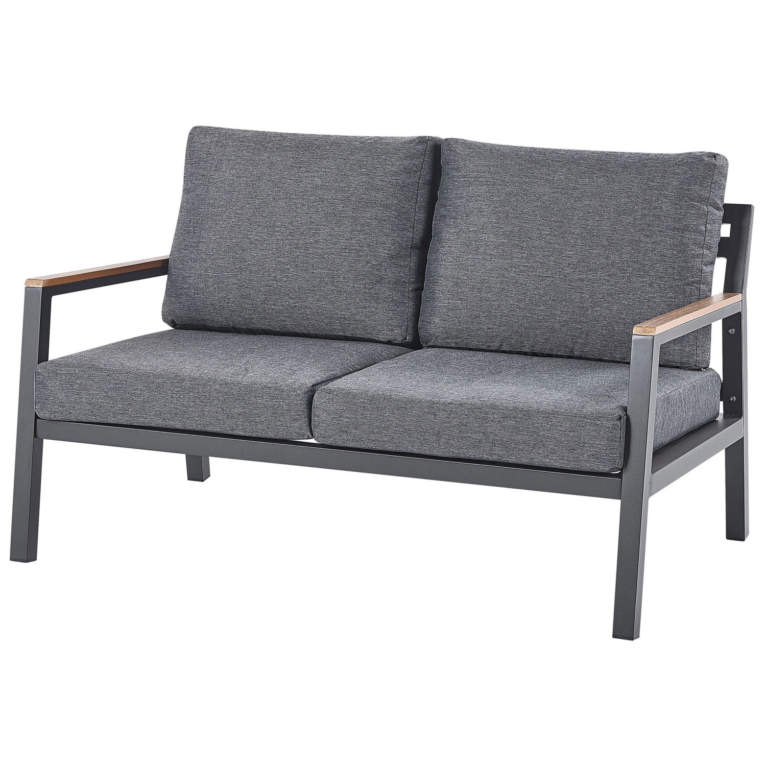 Beliani Lounge-Set Delia 4-Sitzer Aluminium mit Auflagen in Dunkelgrau ...