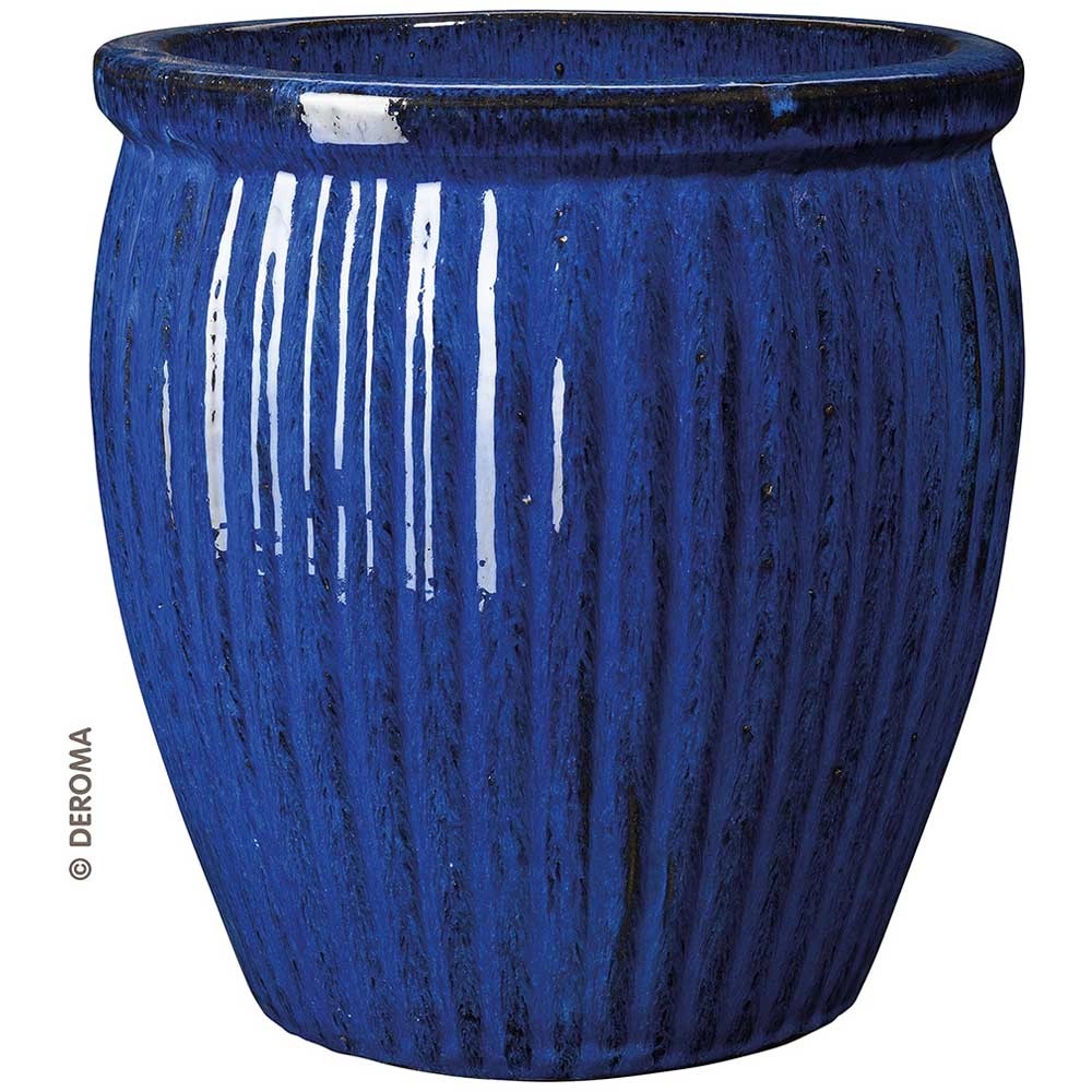 Deroma Pot à fleurs Alto Acapulco terre cuite émaillée Bleu Ø 48 cm / H ...