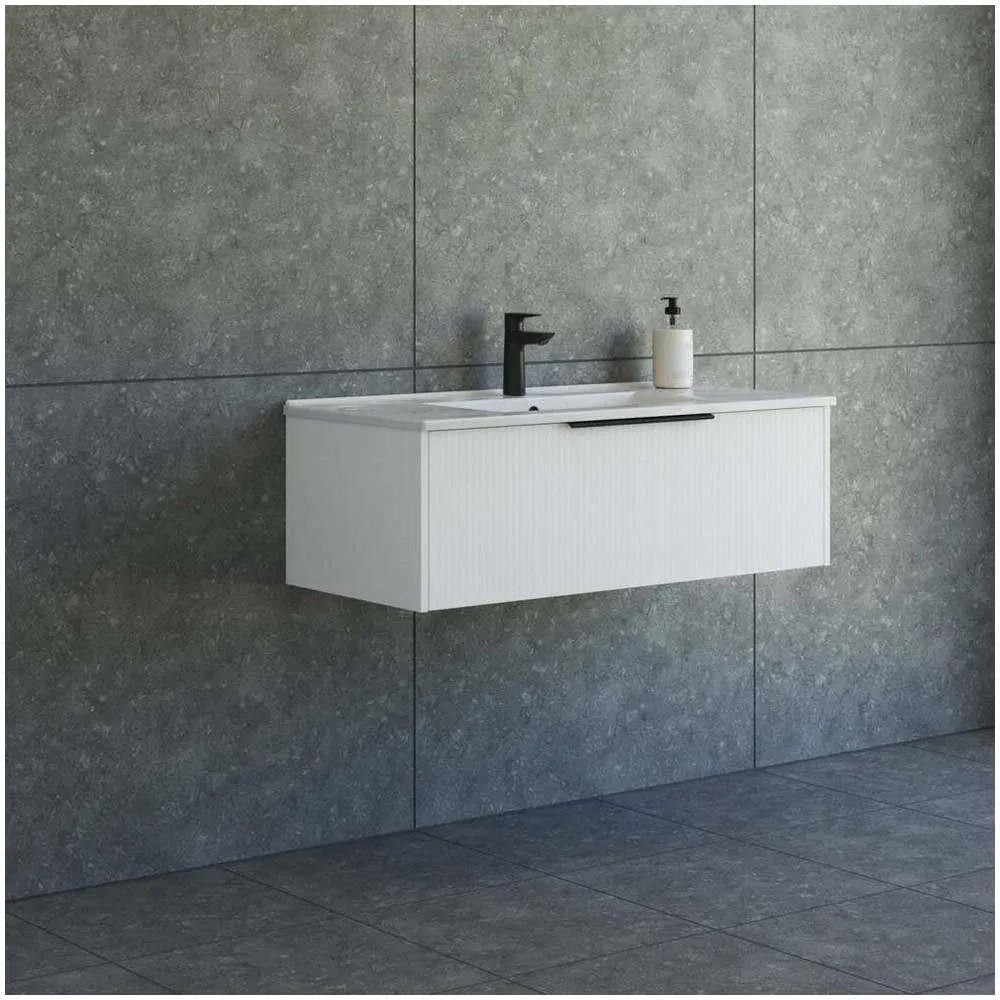 Lavabo NOW Amber 1 cassetto strutturato Bianco 101 cm