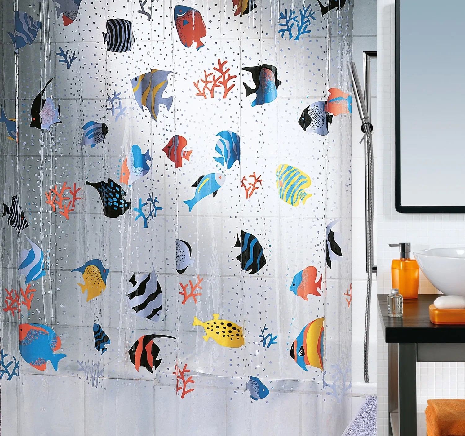 Spirella Duschvorhang Fish Multicolor 200 x 180 cm kaufen bei OBI