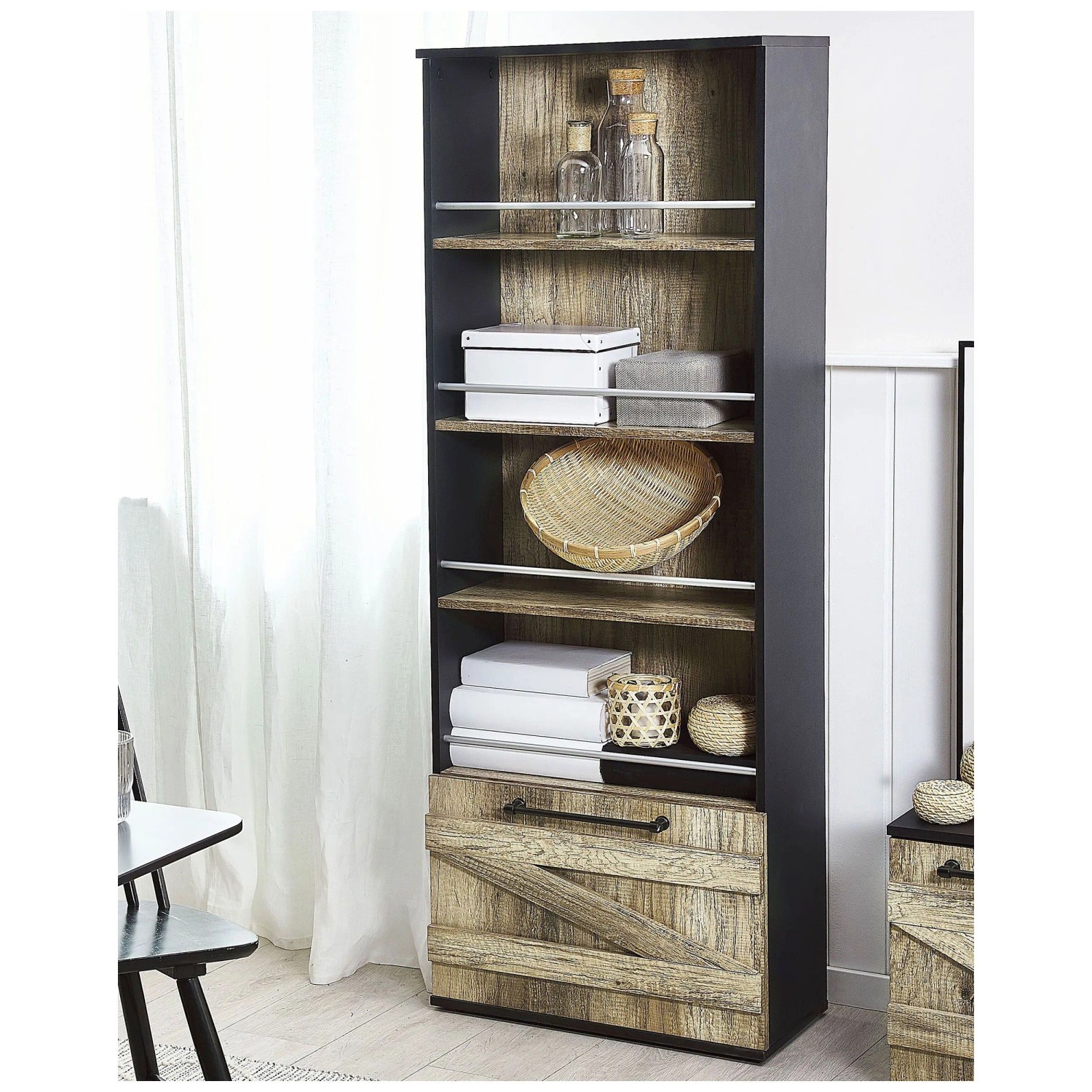 Beliani Libreria Salter marrone/nero a 4 ripiani / 163 cm
