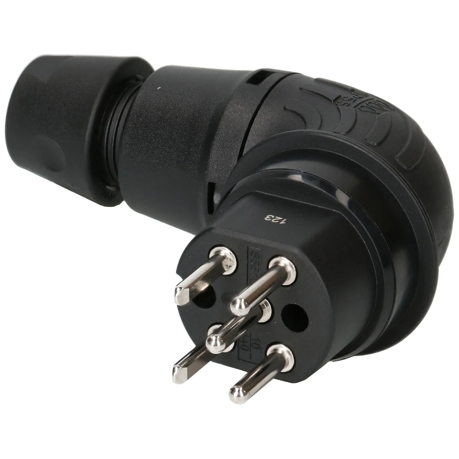 Stecker T15 Schwarz gewinkelt 5-polig / IP55 / 440 V