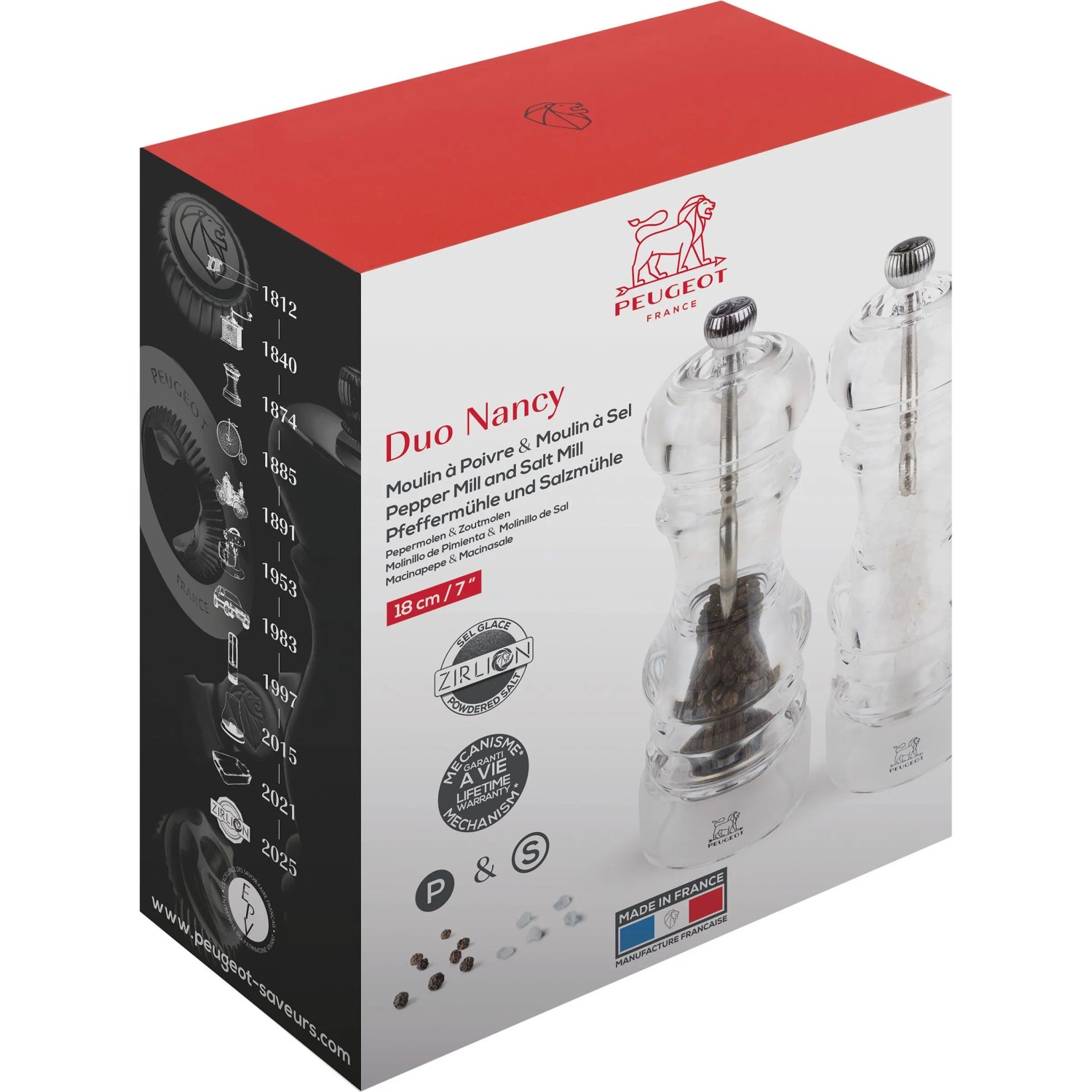 Moulin à sel et à poivre Nancy Duo Transparent 18 cm lot de 2