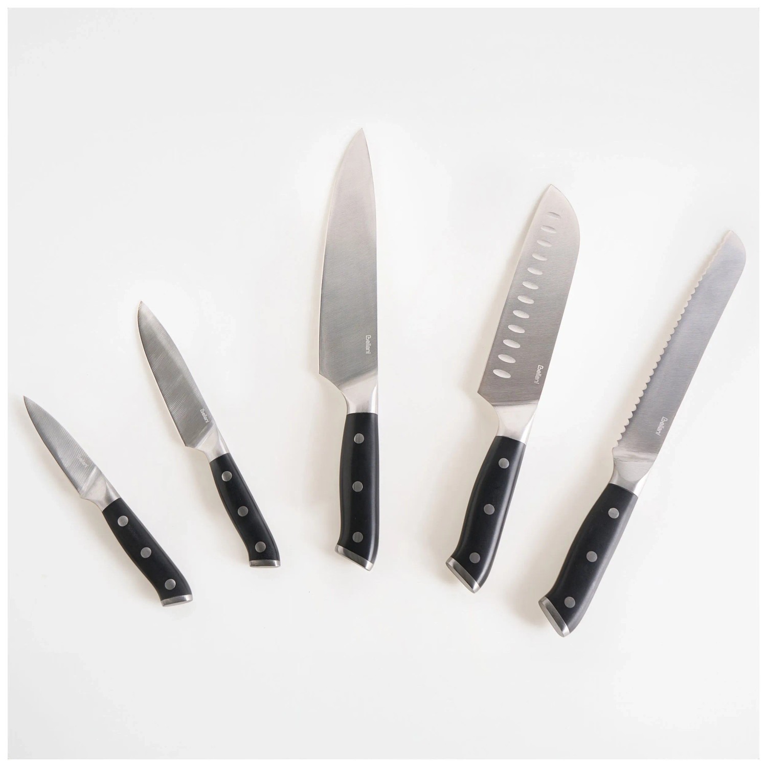 Beliani Messerblock-Set Ikeda Edelstahl Schwarz 6-tlg.
