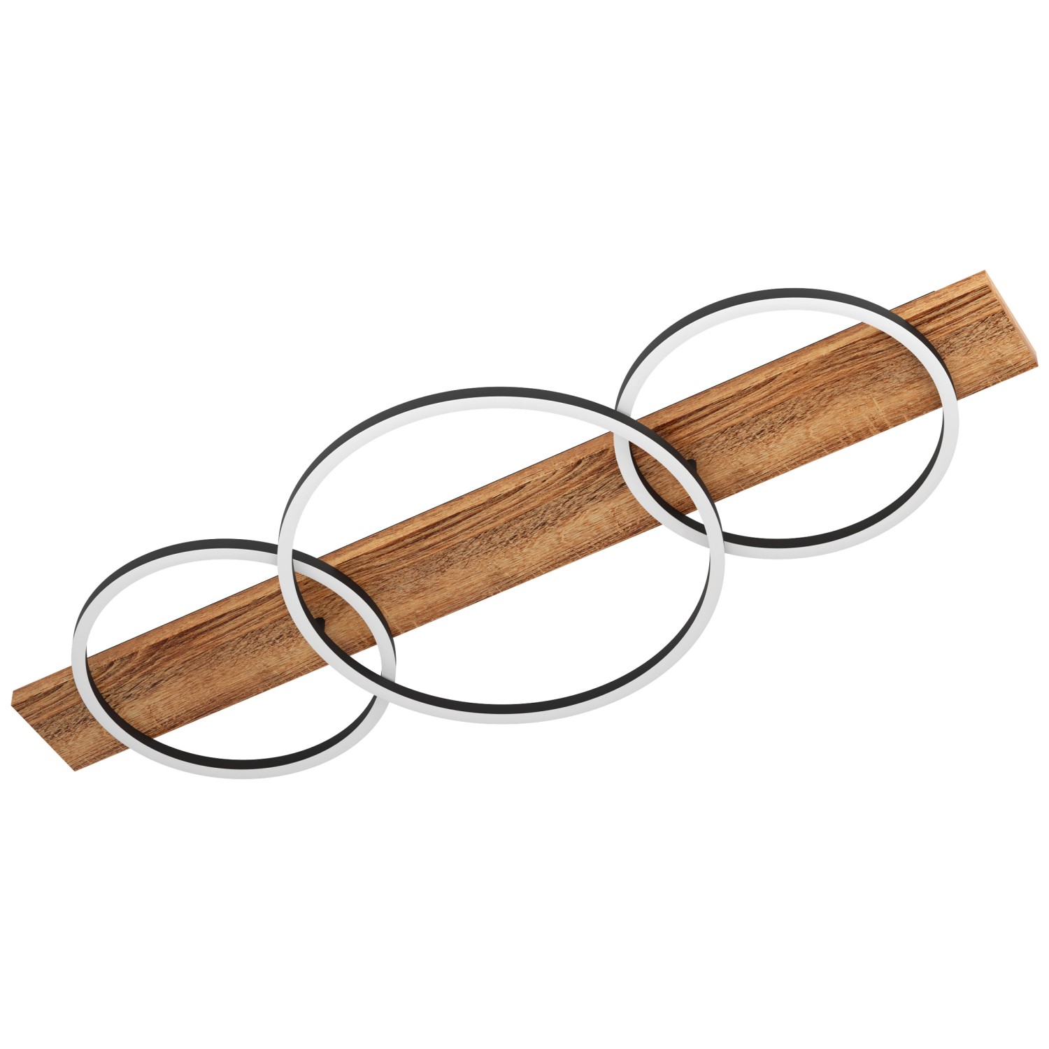 Eglo LED-Deckenleuchte Boyal 3 Ringe Stahl Holz Schwarz-Braun kaufen ...
