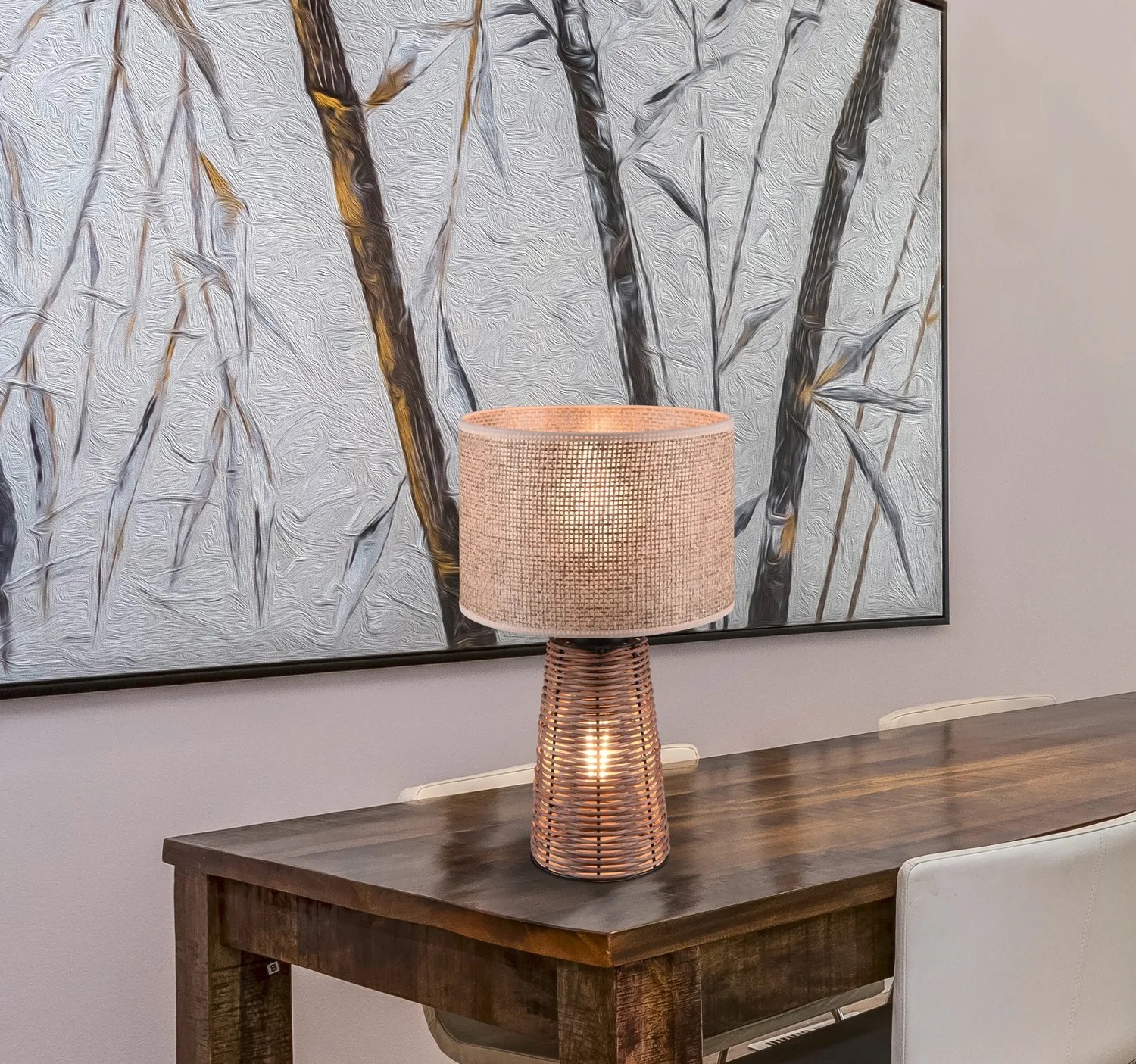 Tischleuchte Straw E27 Strohgeflecht Braun kaufen bei OBI