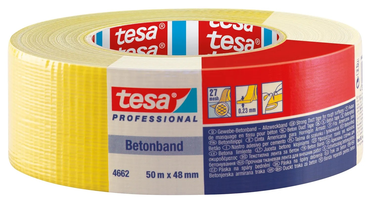 Tesa Betonband aus Gewebe Gelb 50 m x 48 mm kaufen bei OBI