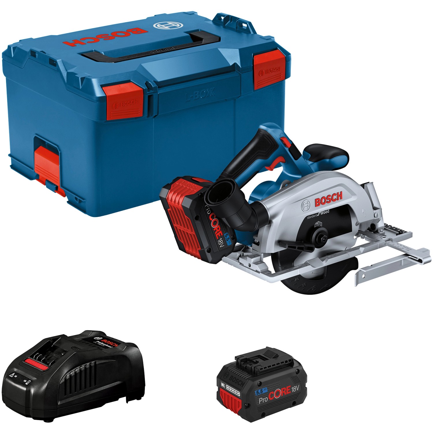 Bosch Professional Akku-Kreissäge GKS 18 V-57-2 mit 2 Akkus und L-Boxx ...
