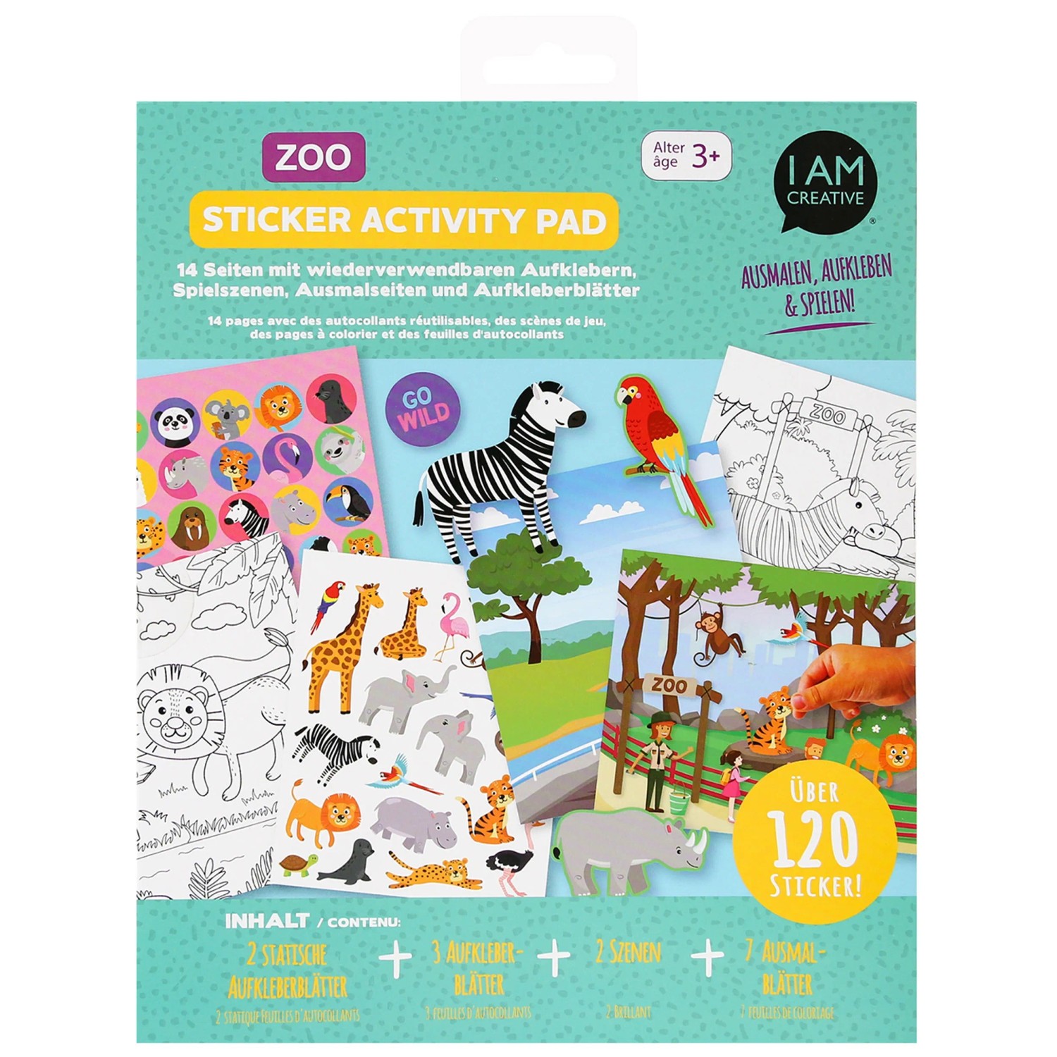 I am Creative Stickerset Zoo Papier Bunt 14-tlg.
