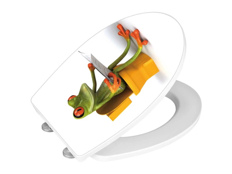 Wenko WC-Sitz Frog News mit Easy-Close Hochglanz Duroplast / Acryl ...