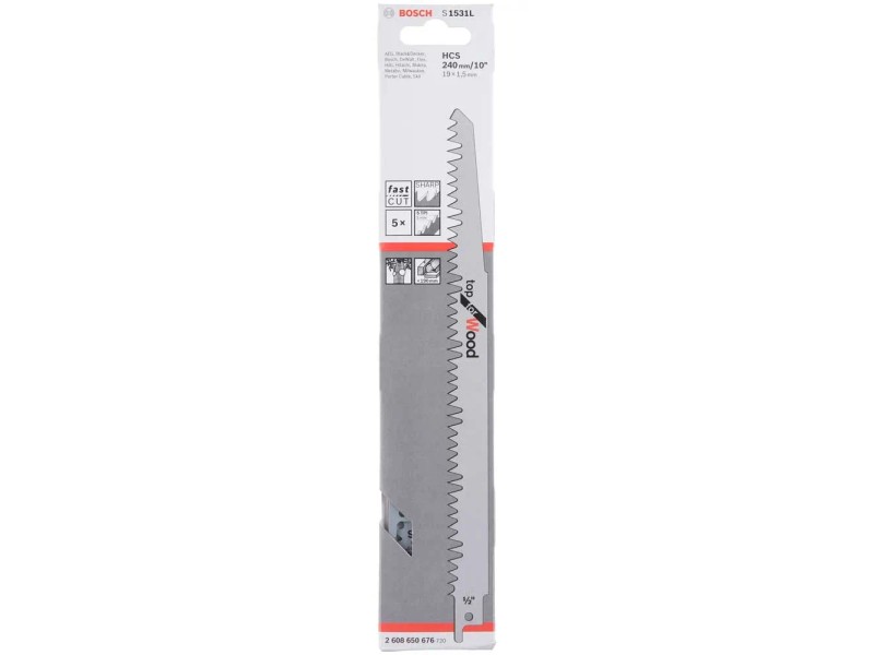 Bosch Säbelsägeblatt S1531L Top for Wood 240 x 19 mm / Stärke 1,5 mm ...