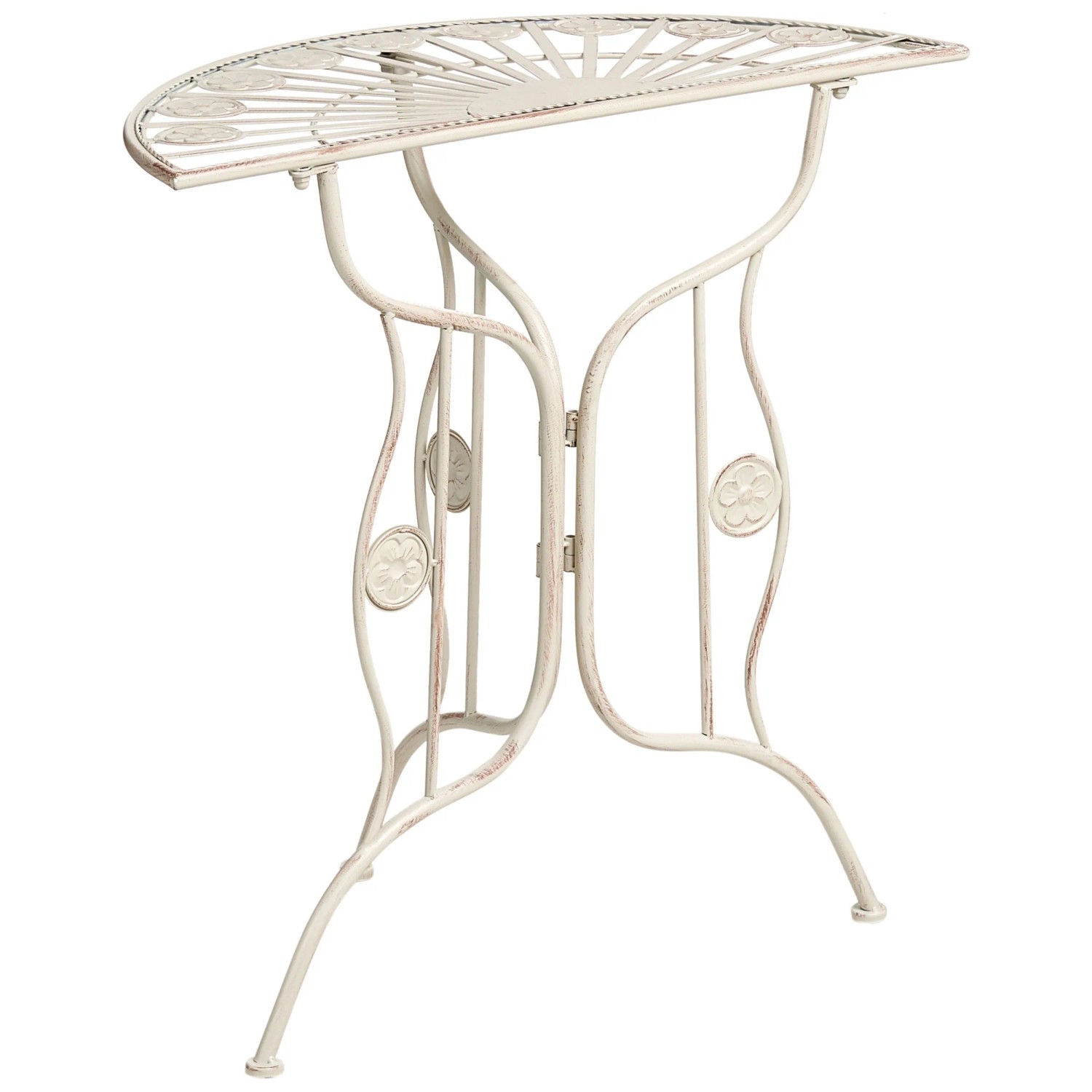 Beliani Table de bistrot d'extérieur Coggia en fer beige clair 78 x 37 ...