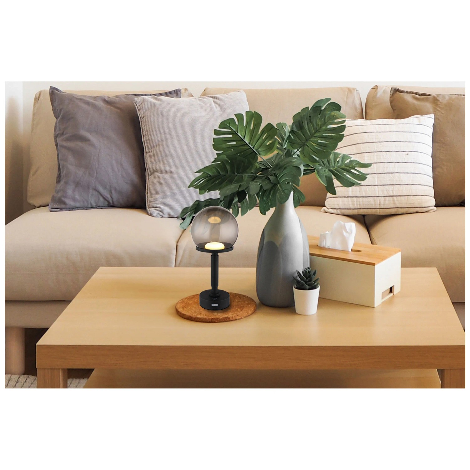 Globo Akku-Tischleuchte Haku LED Mattschwarz-Rauchfarben 2,5 W kaufen ...