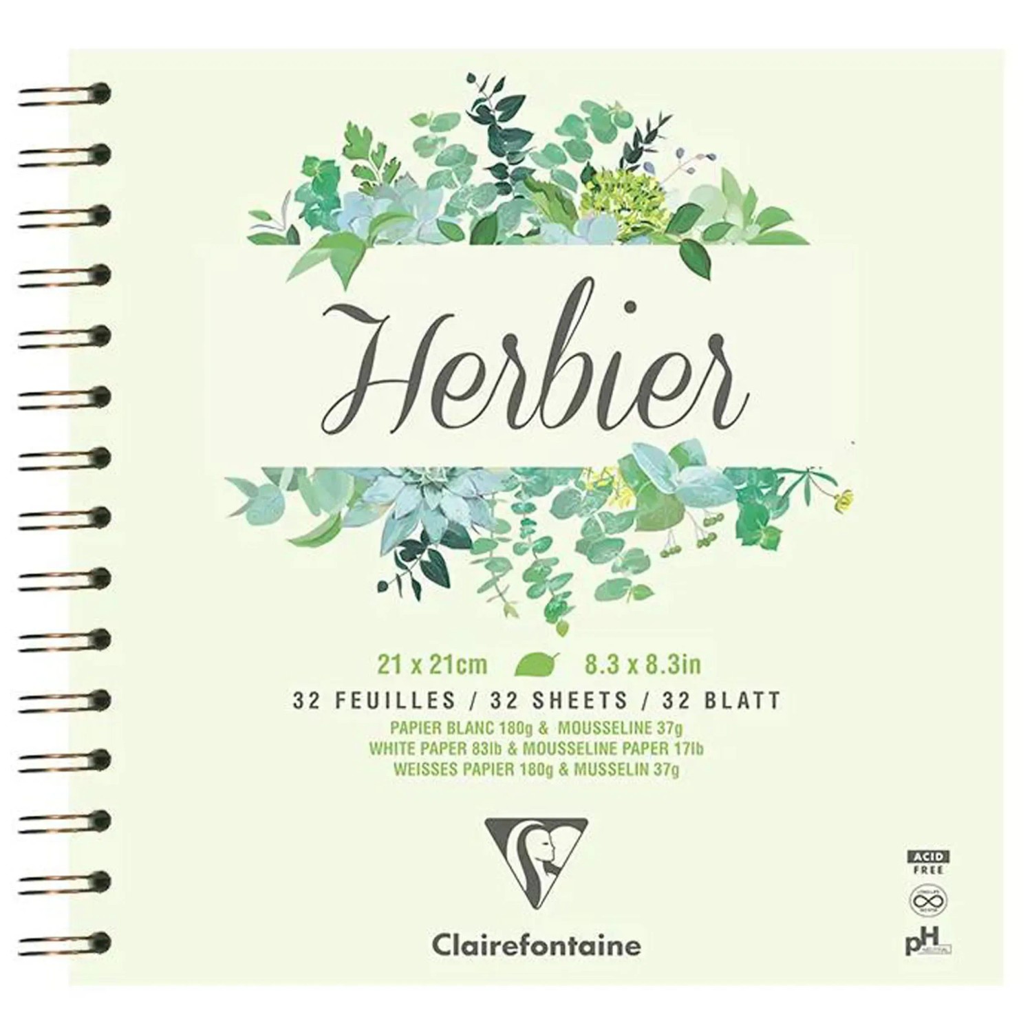 Clairefontaine Herbarium-Notizbuch Spiral Weiss 180 g/m² / 21 x 21 cm ...