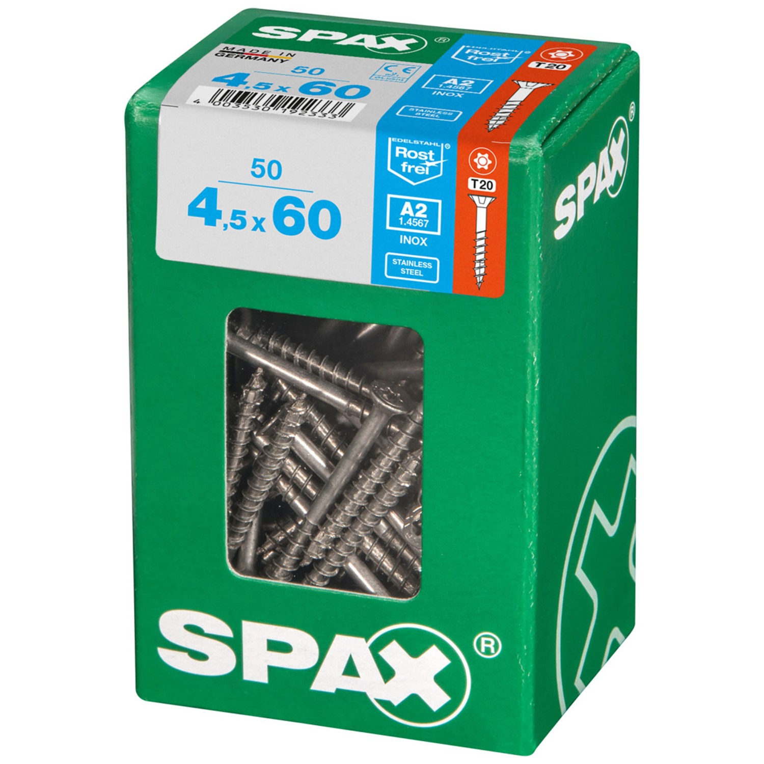 Spax Edelstahlschraube TRX A2 Teilgewinde 4,5 x 60 mm / 50 Stk. kaufen ...