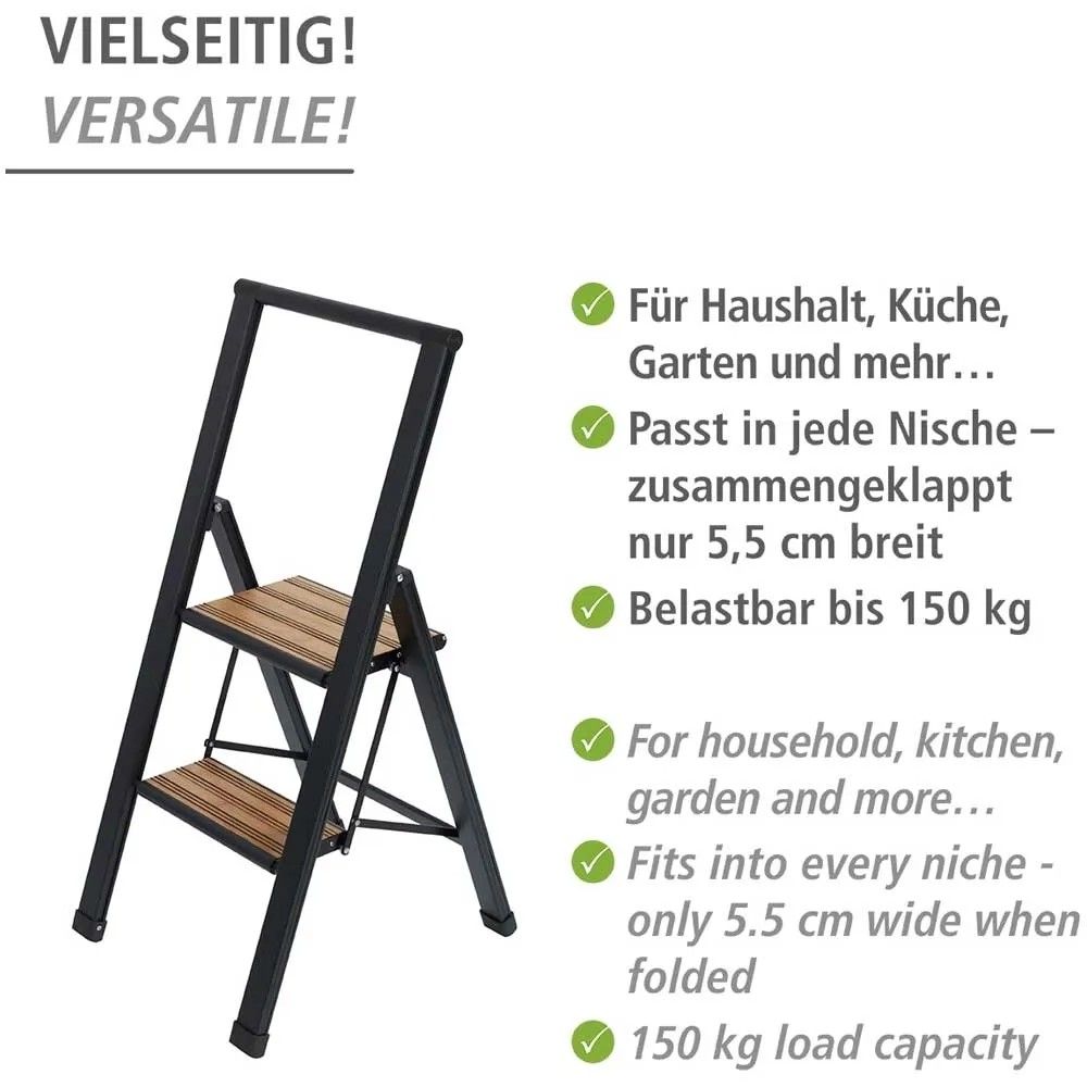 Alu-Design Klapptrittleiter 2-stufig Schwarz Höhe 101 cm kaufen bei OBI