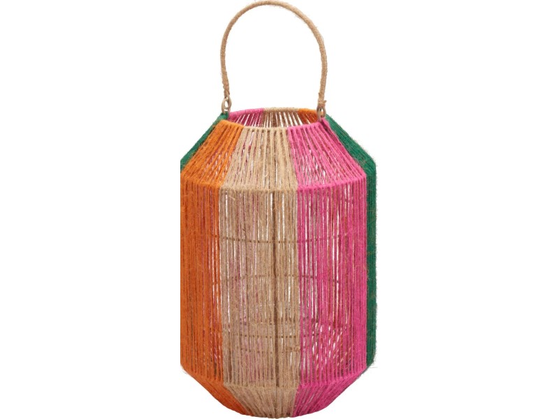 Lanterne jute avec insert en verre 35 cm assorti / 1 pc