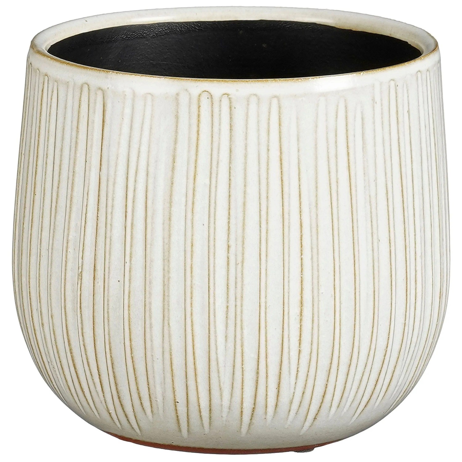 Mica Copri vaso Pablo in cerabeige scanalata Ø 18 x 16 cm