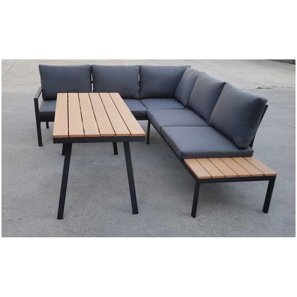 Acamp Lounge-Set Tobago Anthrazit / Blaugrau / Teak 3-tlg. kaufen bei OBI