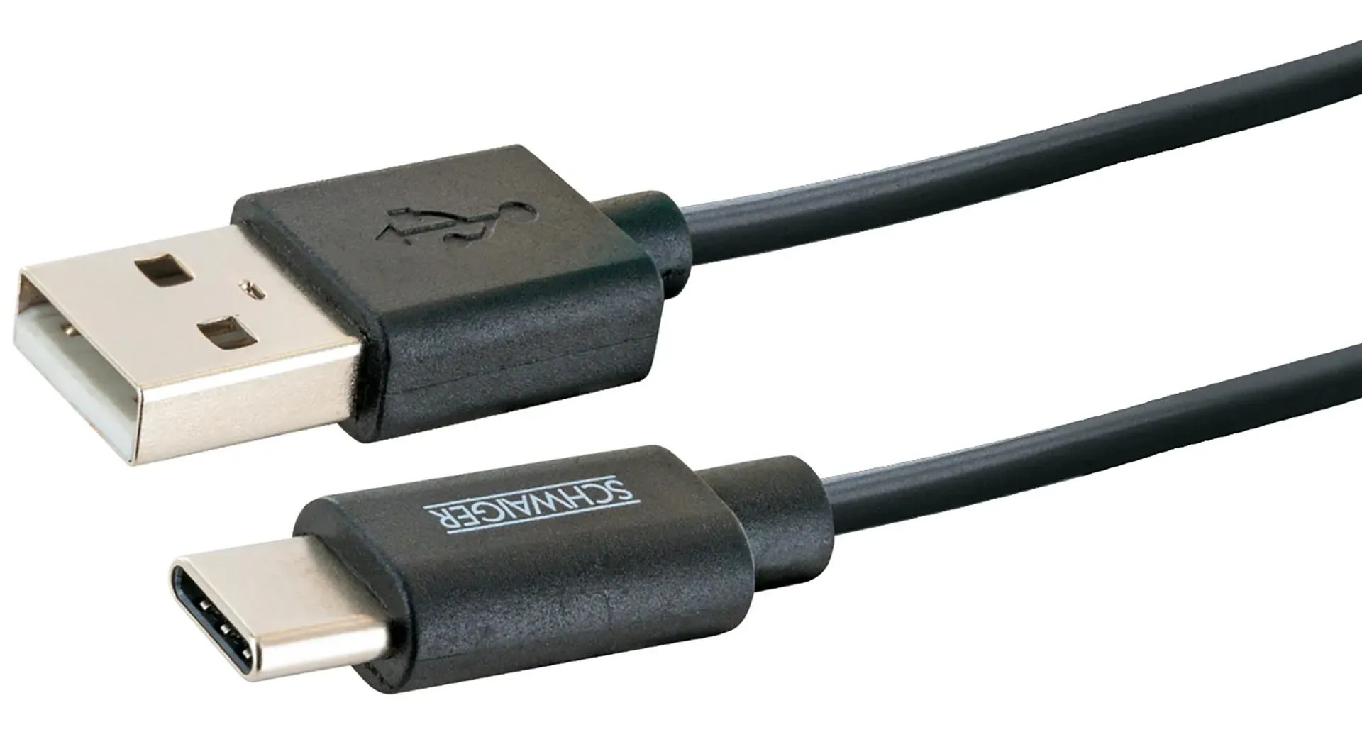 Schwaiger® P4U Sync und Ladekabel Kabeltyp USB C auf A Schwarz 2 m ...