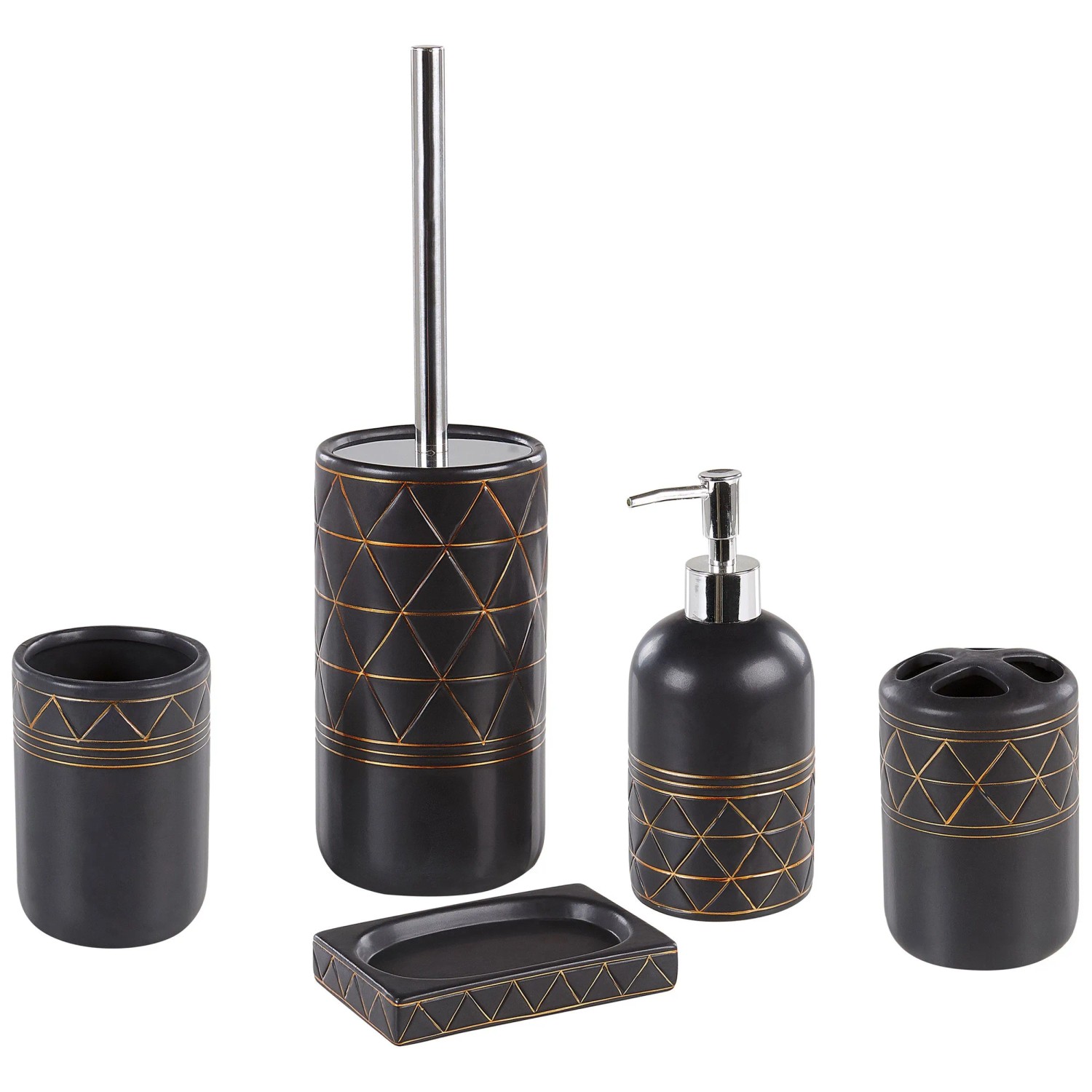 Beliani Set di accessori da bagno Lanco in ceramica nera 5 pz