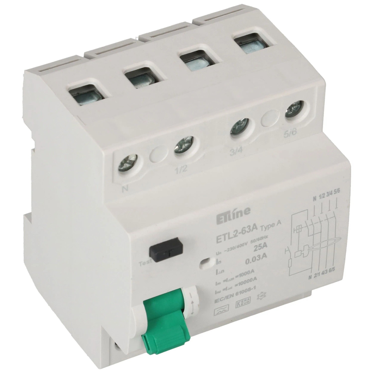 Disjoncteur FI 3P+N 25 A / 30 mA / Type A / 10 kA