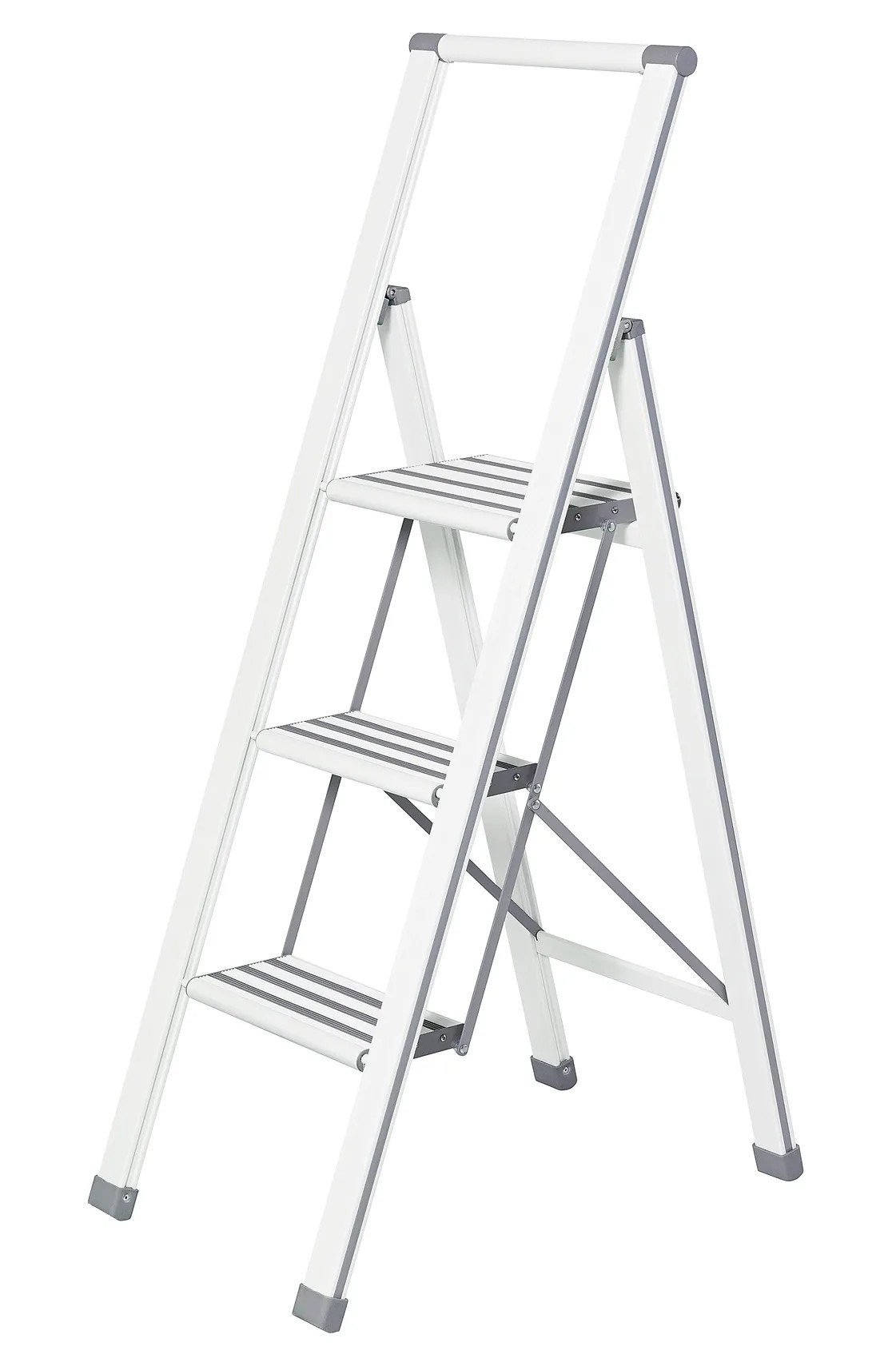Klappleiter 3 Stufen Aluminium Weiss / Grau Höhe 127 cm kaufen bei OBI