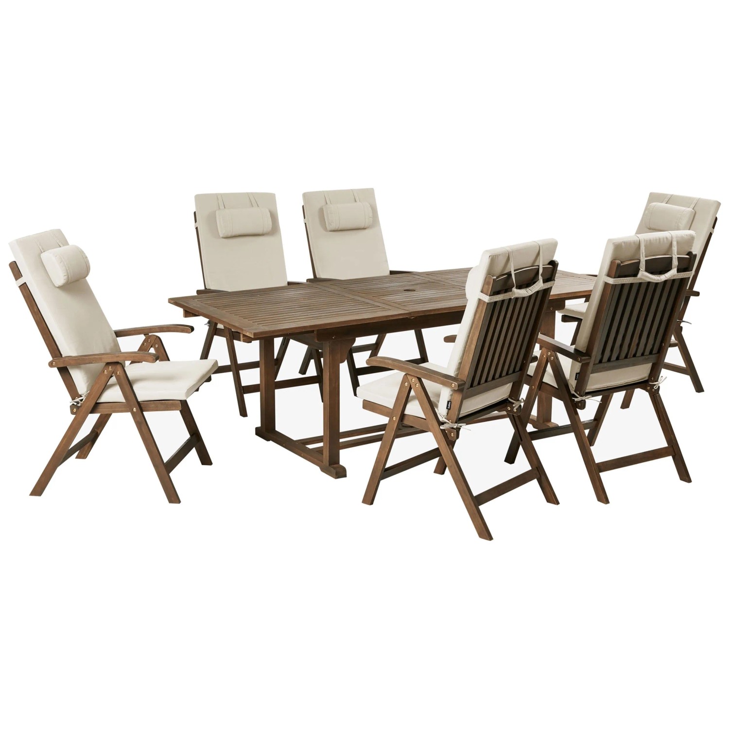 Beliani Set mobili giardino Amantea Premium 6 posti acacia cuscini ...