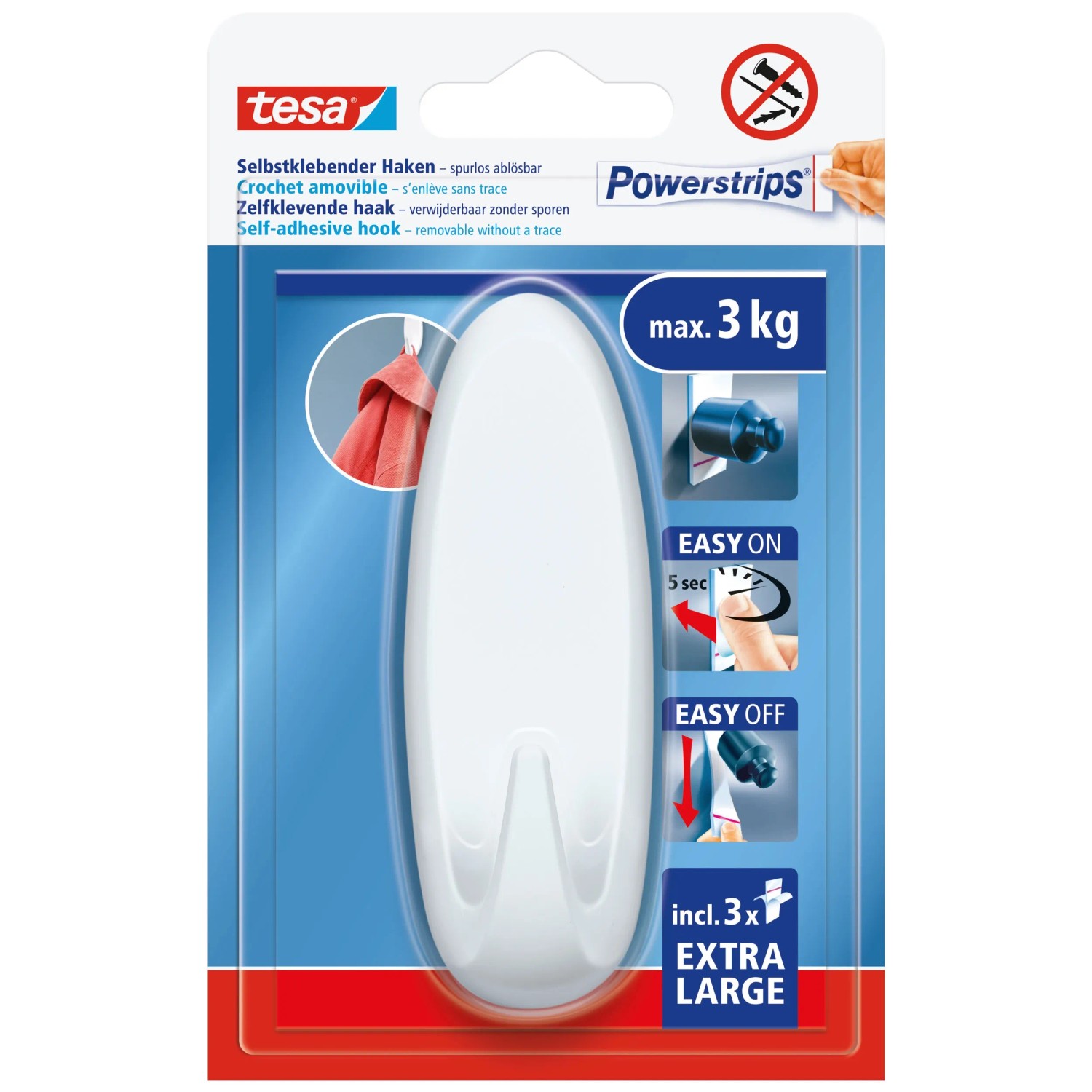 Tesa® Powerstrips Selbstklebende Haken Extra Large Oval Weiss kaufen ...