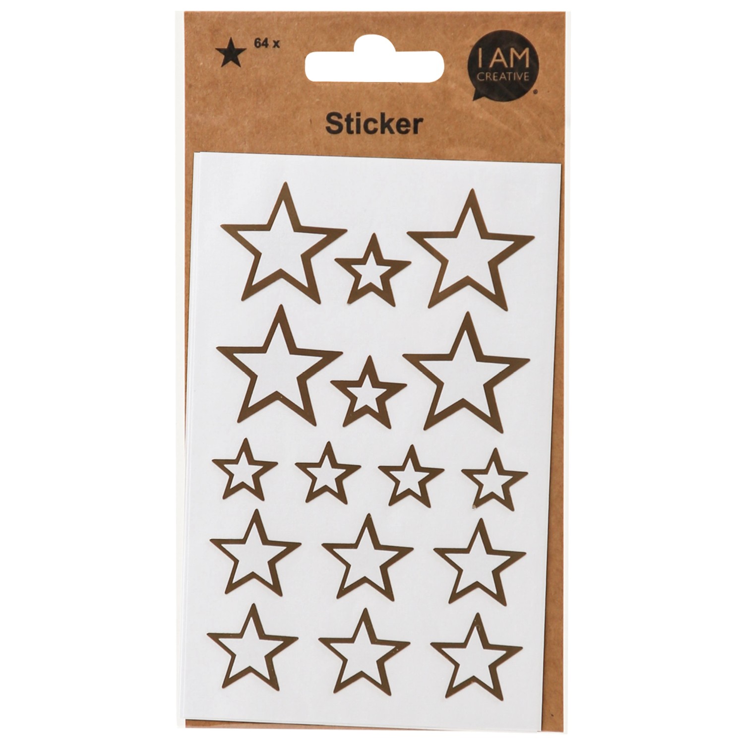 I Am Creative Stickers décoratifs étoile réutilisables Or 64 pcs