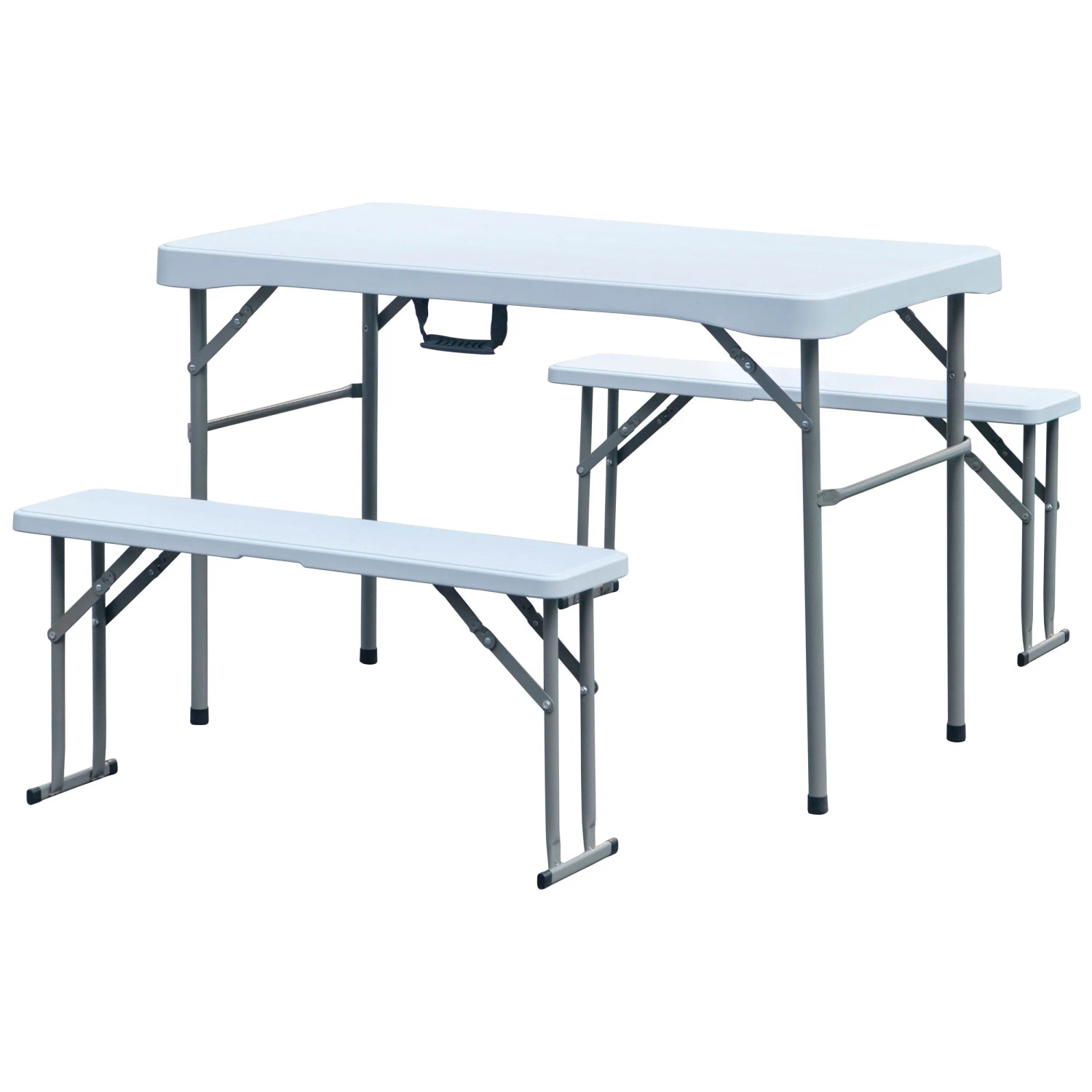Greemotion Biertischgarnitur San Remo Kunststoff Weiss-Grau 3-tlg.