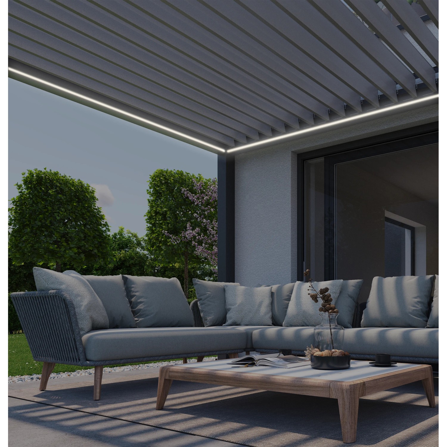 Biohort Éclairage LED pour pergola taille 3,5 x 3,5 m avec unité de ...