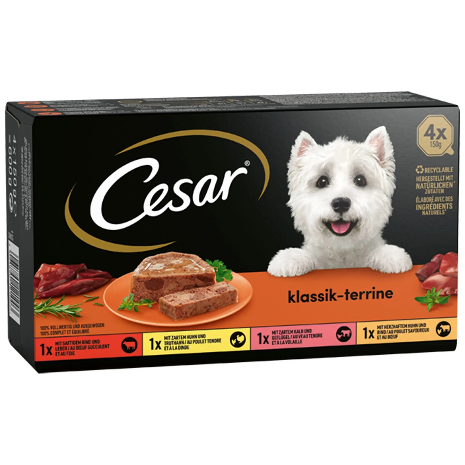 Cesar Hunde-Nassfutter Klassiker Selektion 4 x 150 g