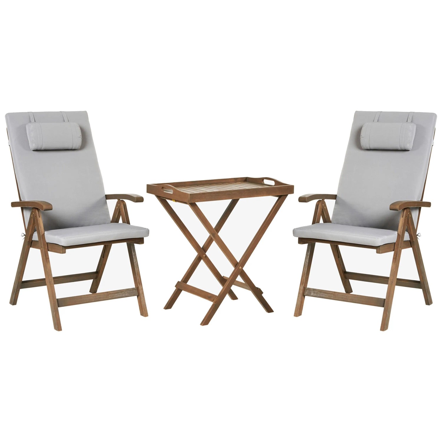 Beliani Set bistrot Amantea Premium 2 posti acacia cuscini inclusi ...