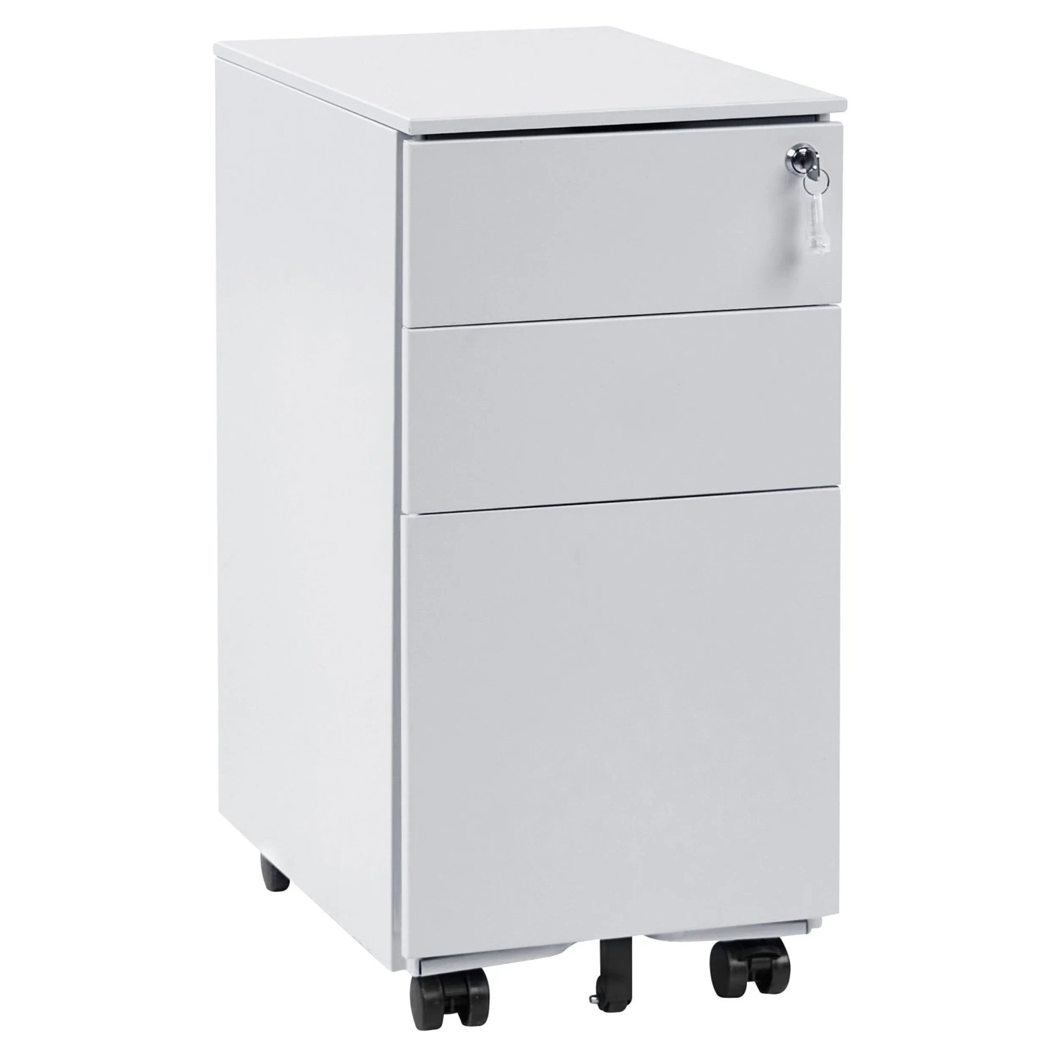 Beliani Büroschrank Bolsena mit Rollen Grau 60 x 30 x 45 cm