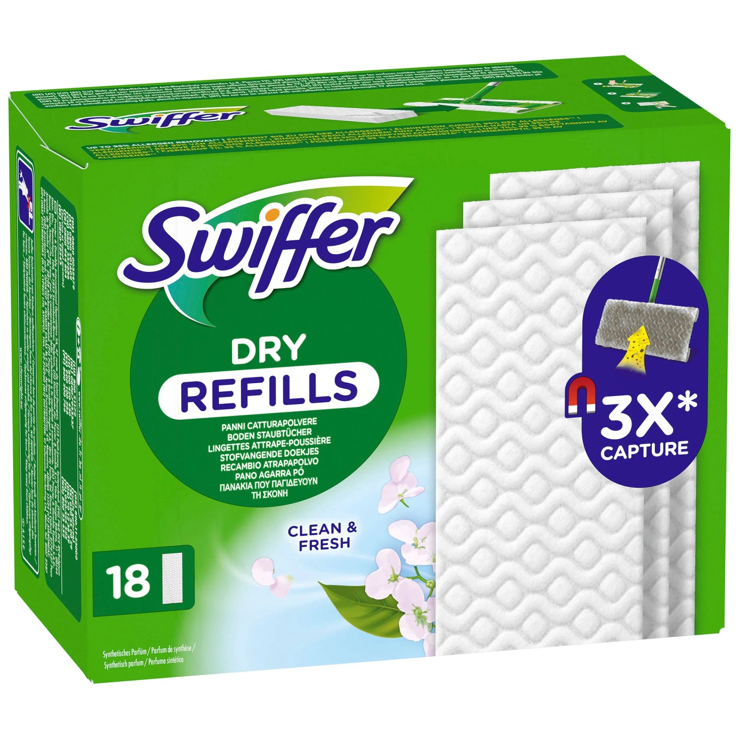 Swiffer Recharge chiffons secs avec parfum Febreze 18 pcs