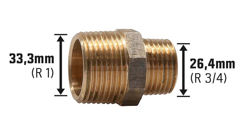 Gewinde-Reduziernippel Rotguss 26,4 mm (R 3/4) x 33,3 mm (R 1) kaufen bei OBI