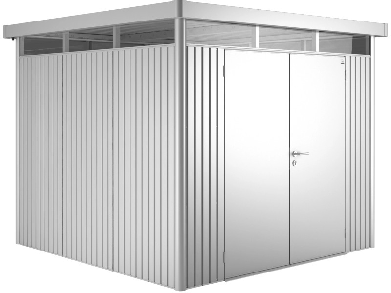 Biohort Metall-Gerätehaus HighLine Silber-Metallic 6,6 m² Doppeltür ...