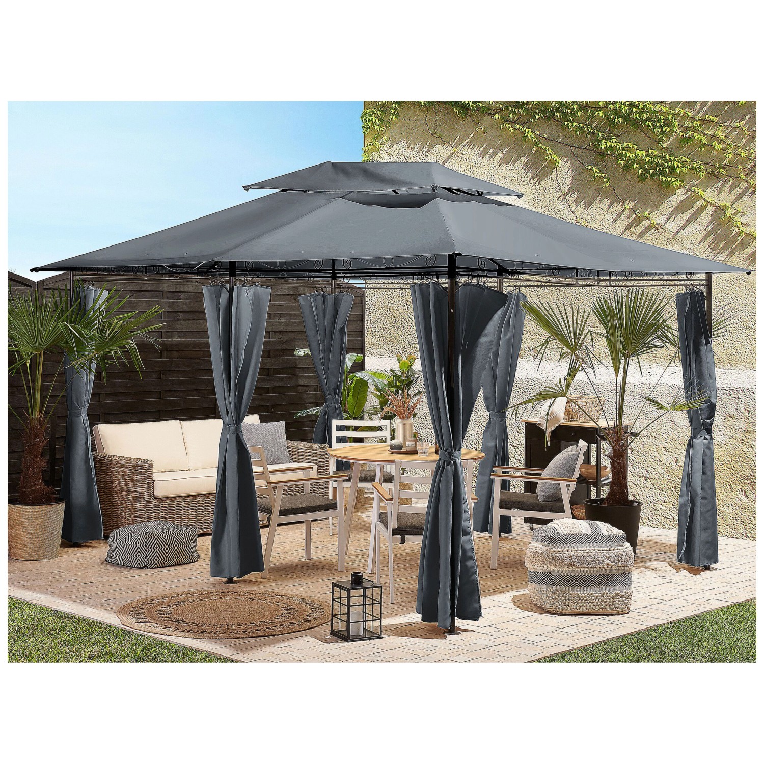 Beliani Pavillon Colos Stahl Graphitgrau kaufen bei OBI